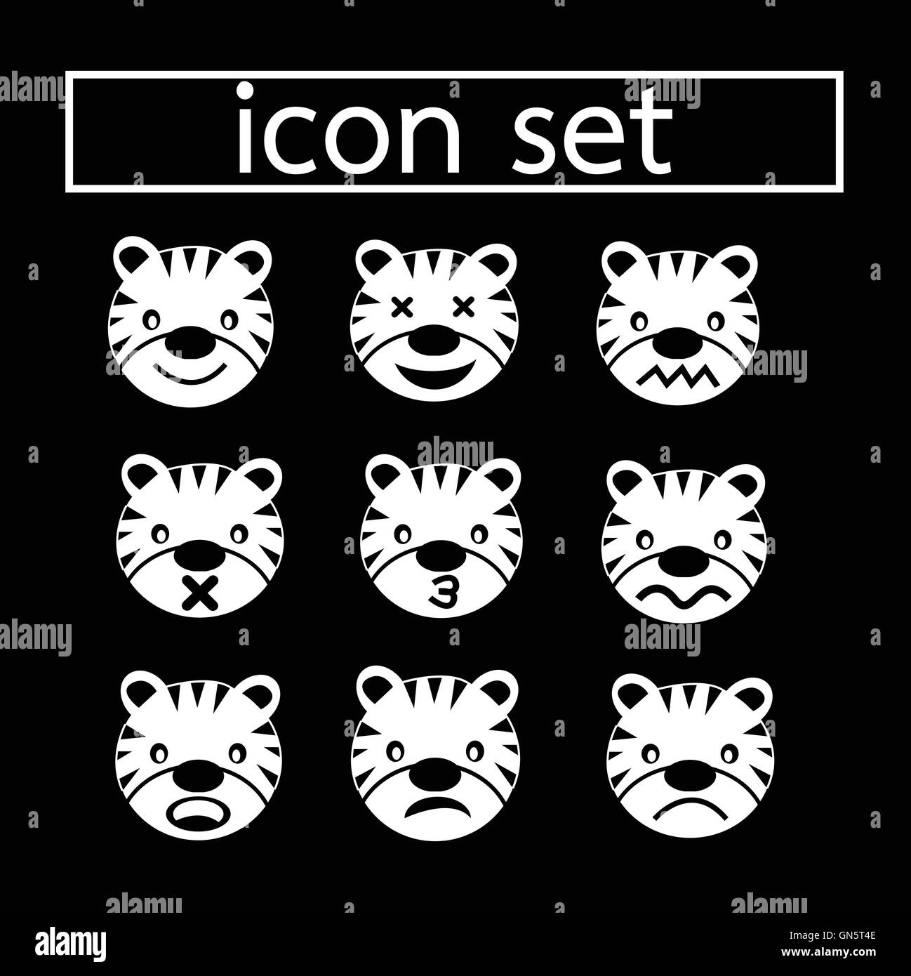 tiger emotion icon set illustration design Stock Vector Image & Art - Alamy
