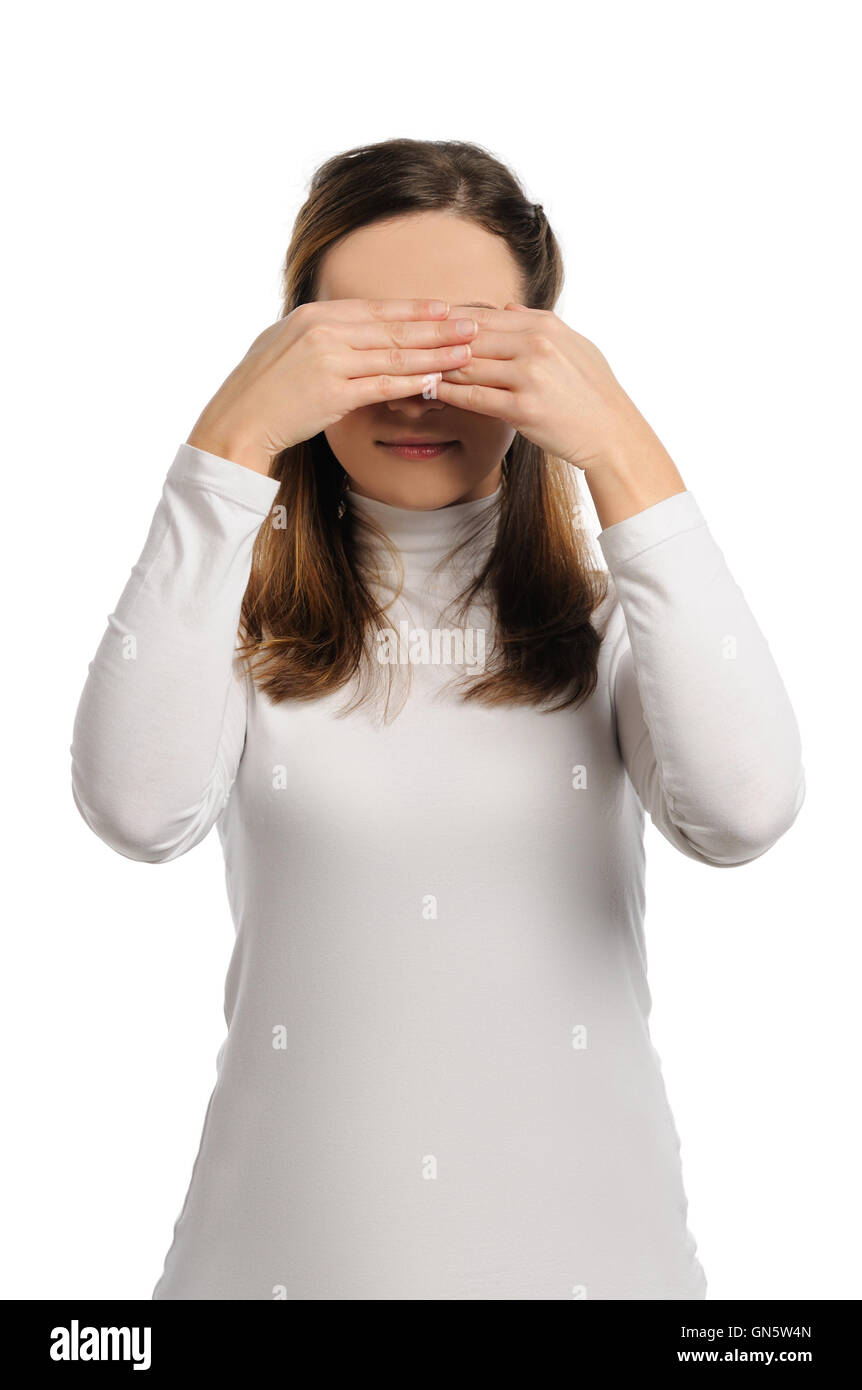 Woman see nothing Stock Photo - Alamy