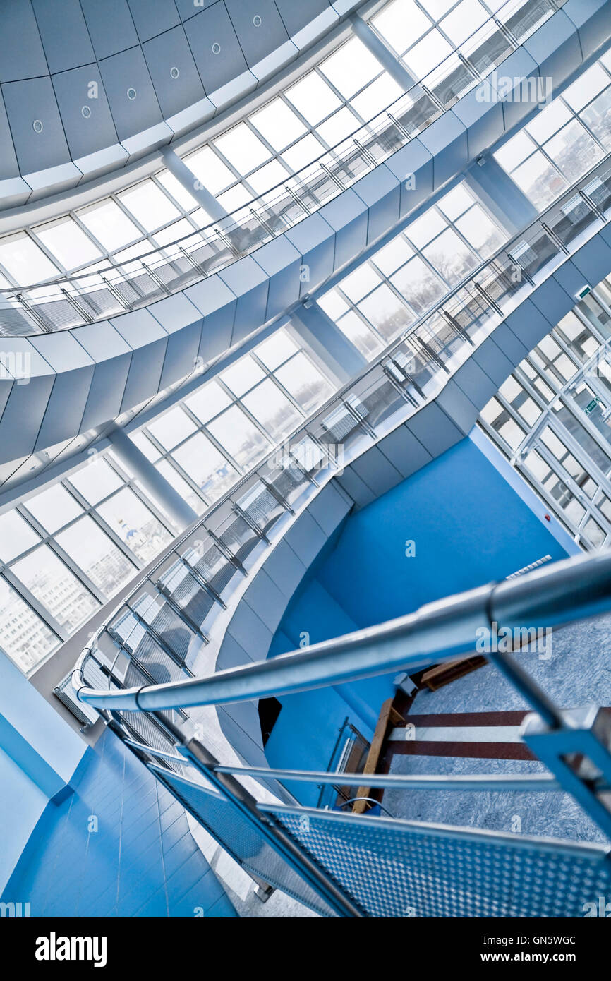 rounded balconies in an interior of modern office building Stock Photo ...