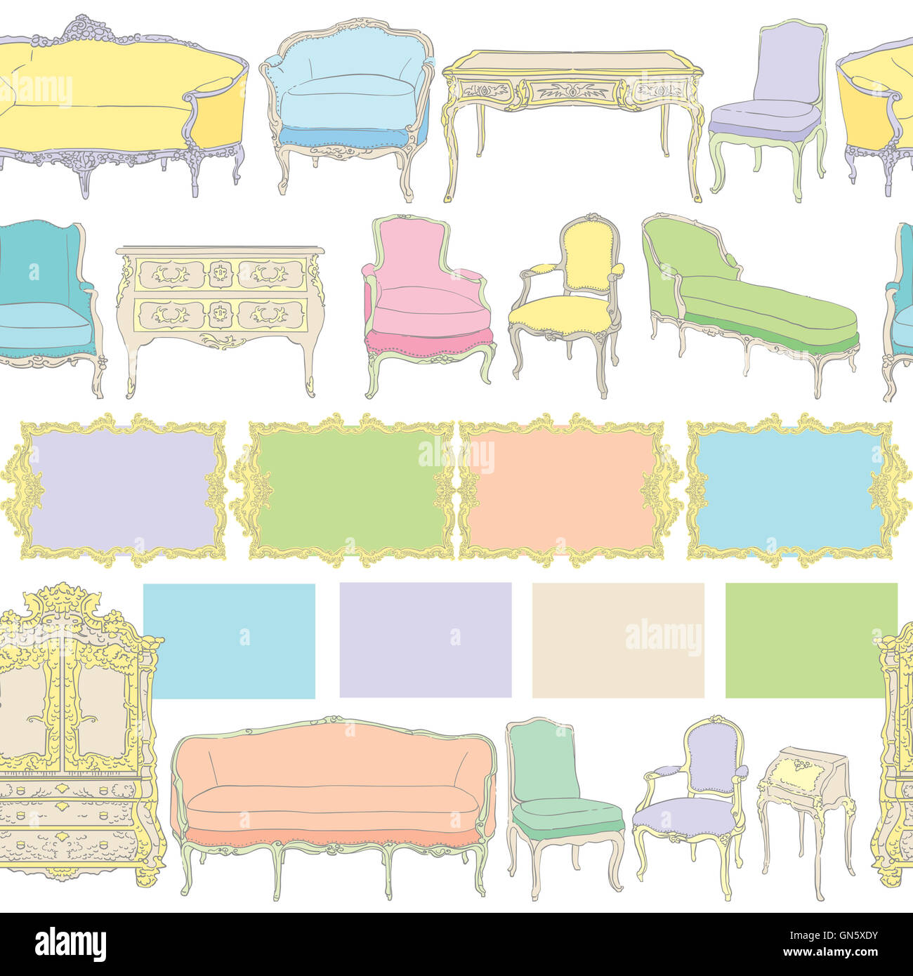 rococo furniture linear pattern Stock Photo - Alamy