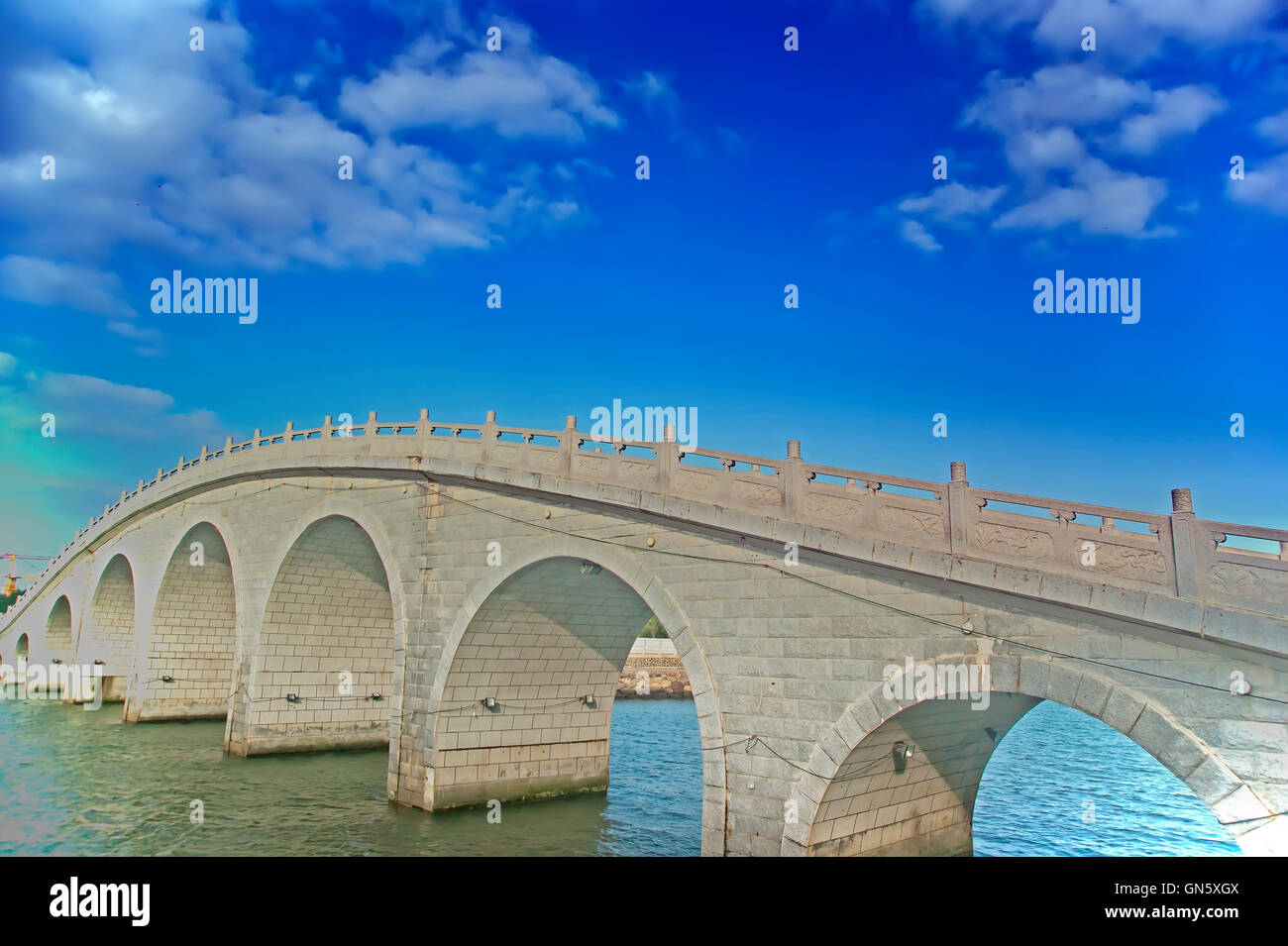 Arch bridge in the form invented by the ancient Chinese, still in use ...
