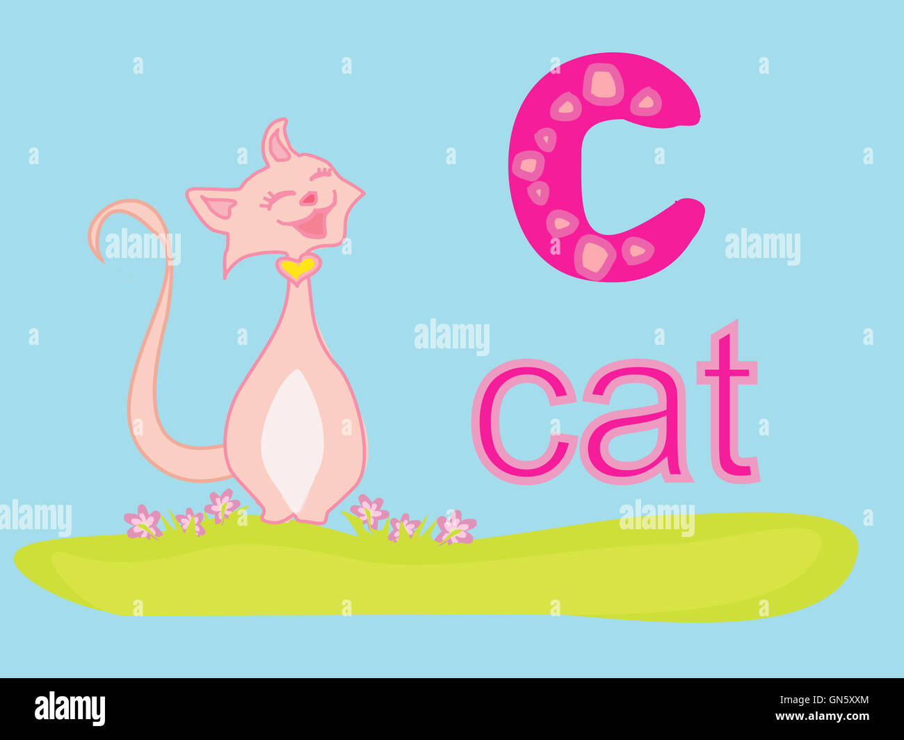 illustration of animal alphabet C with cat Stock Photo - Alamy
