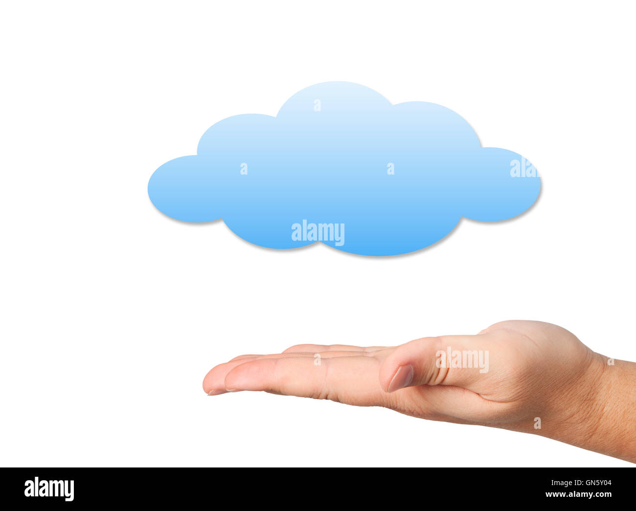 Hand and cloud on white background Stock Photo - Alamy