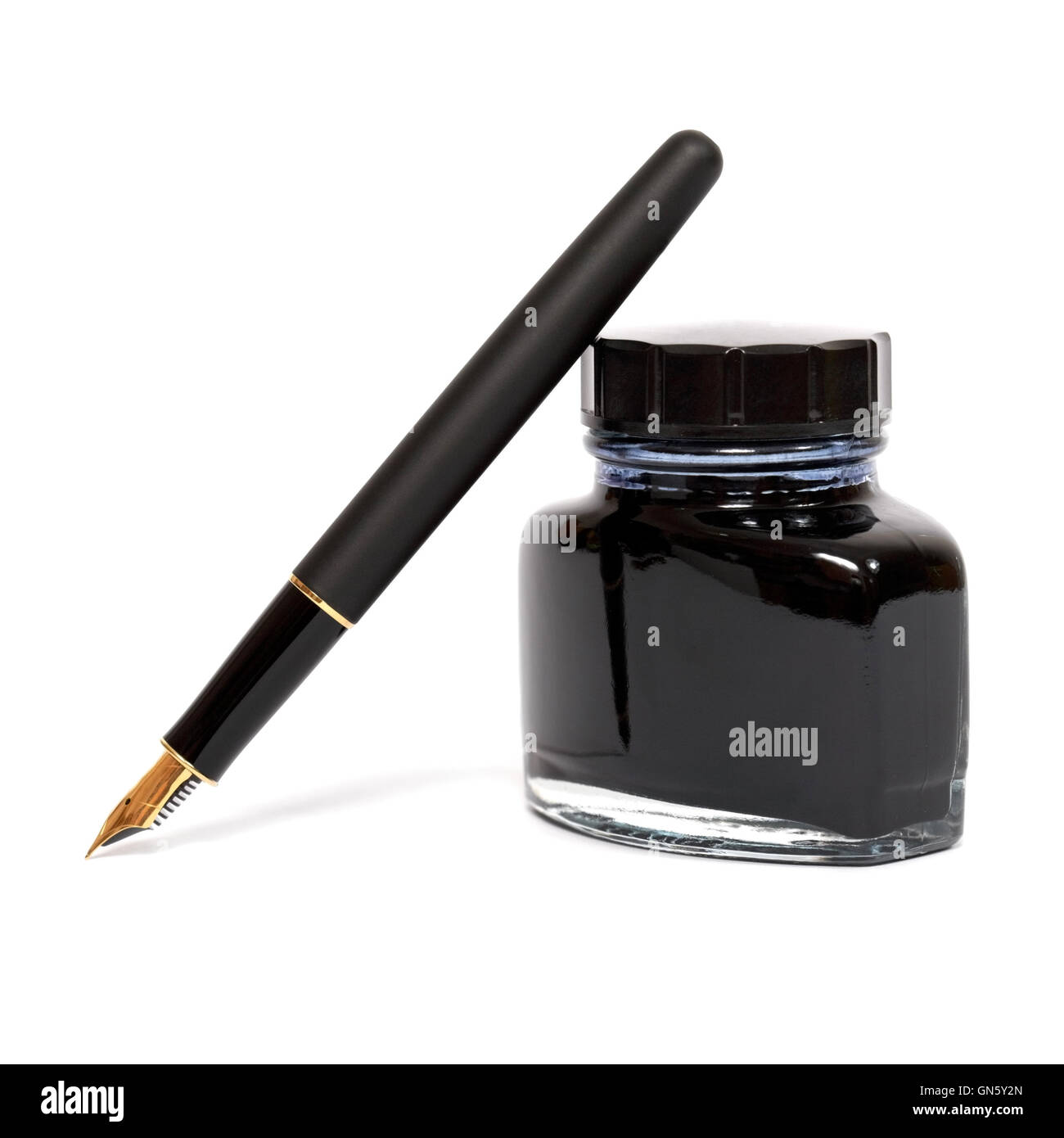 fountain pen with ink bottle Stock Photo - Alamy