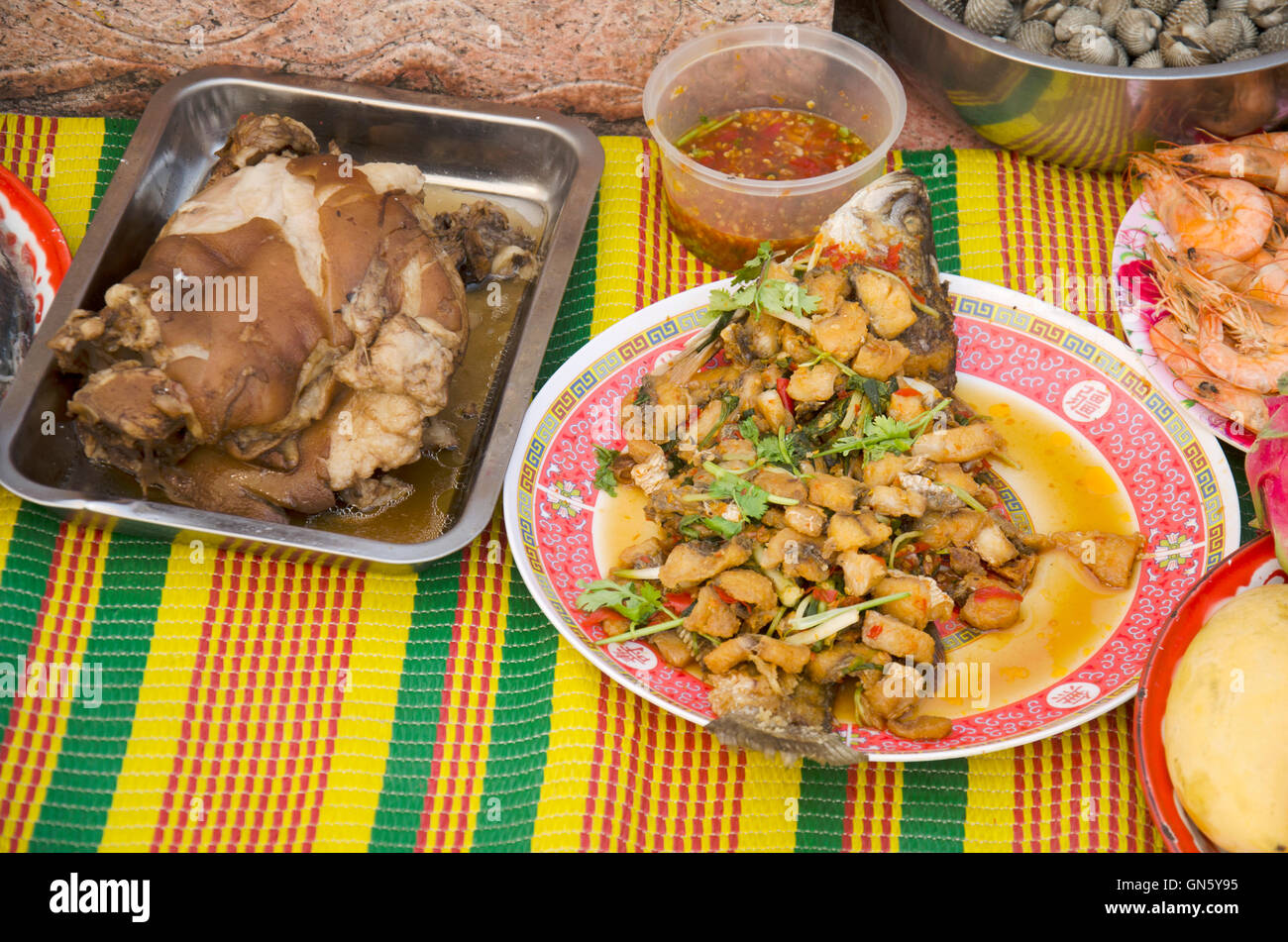 Food and seafood of Sacrificial offering Chinese Culture for ancestors ...