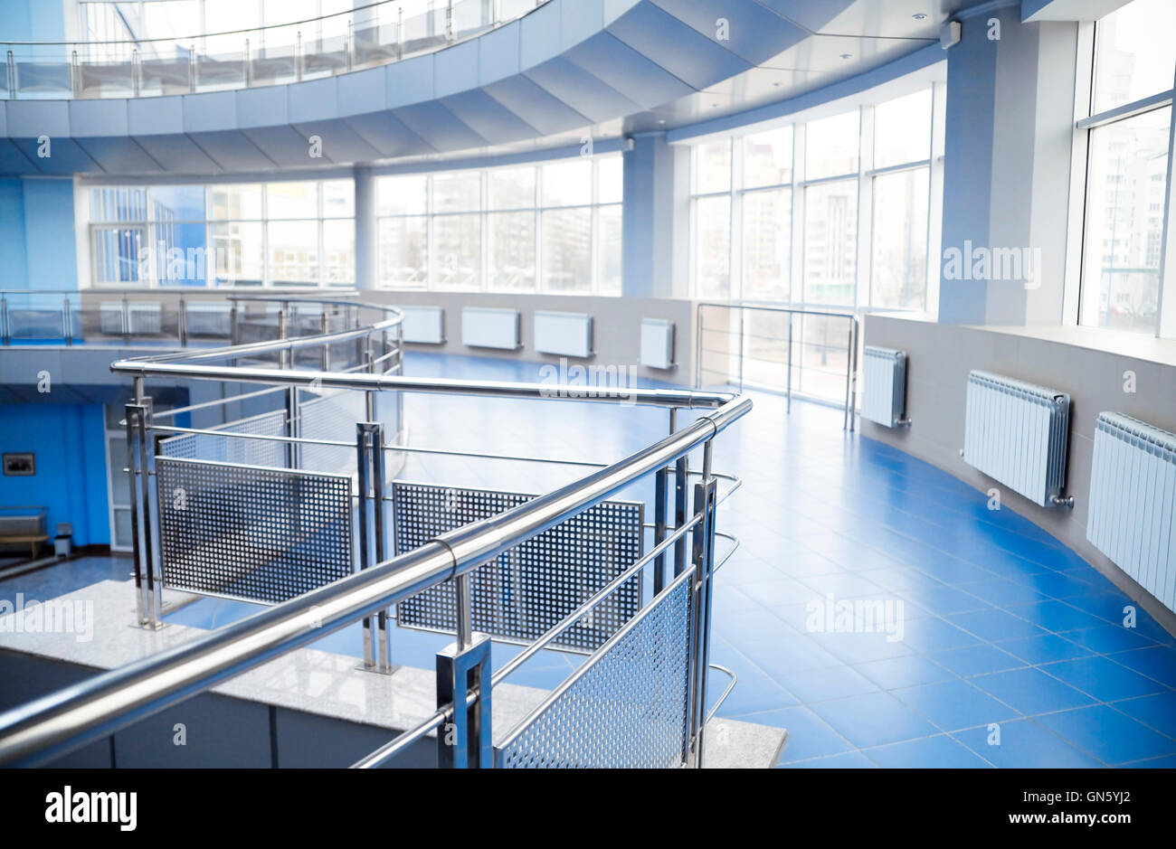 Metal details of an interior of modern office building Stock Photo - Alamy