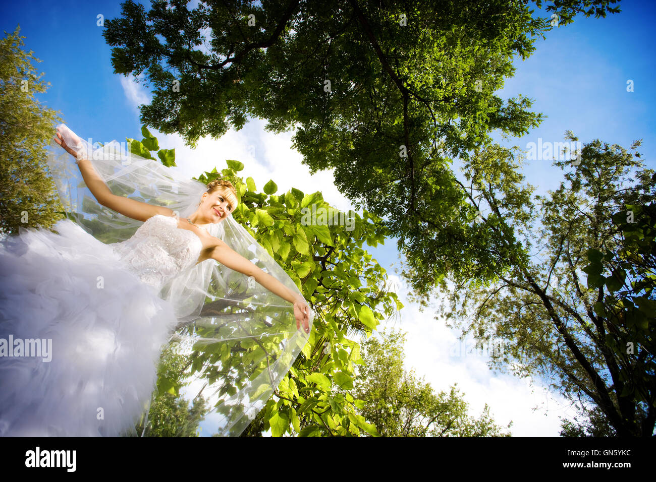 bride in the forest Stock Photo - Alamy