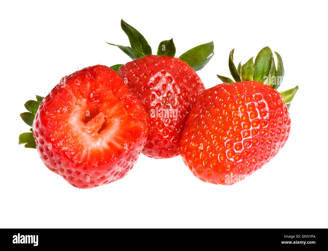 three ripe strawberry Stock Photo - Alamy