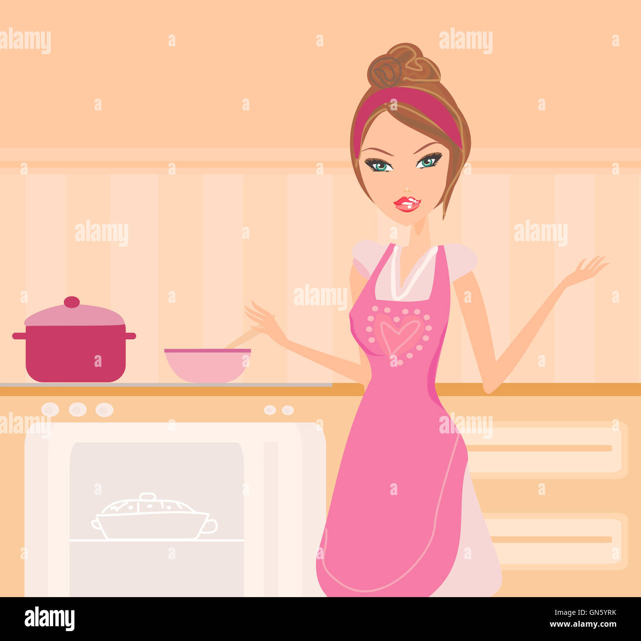 Beautiful lady cooking Stock Photo - Alamy