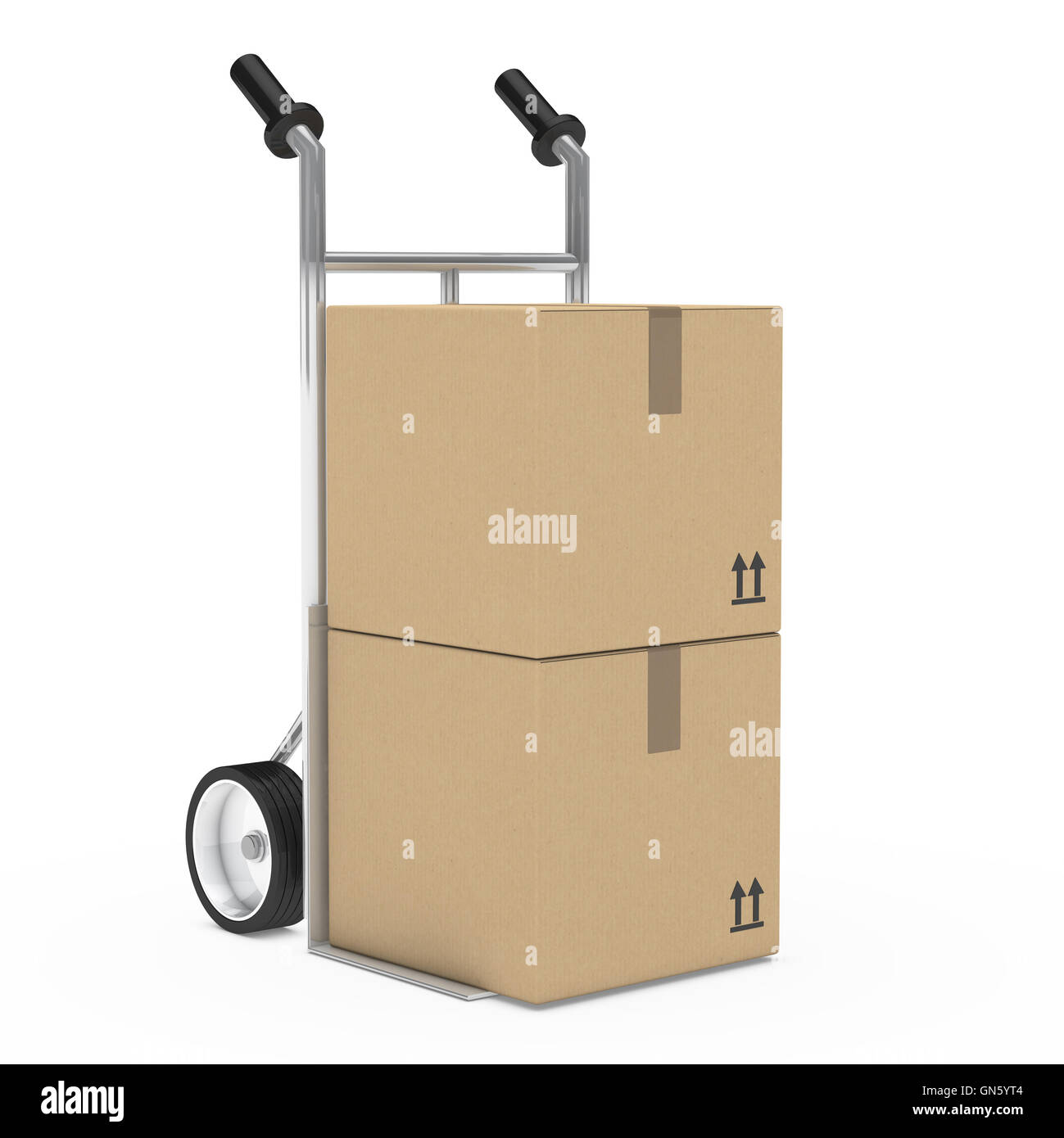 hand truck package Stock Photo - Alamy