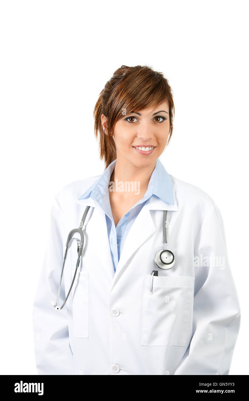 Attractive female doctor isolated on white Stock Photo - Alamy