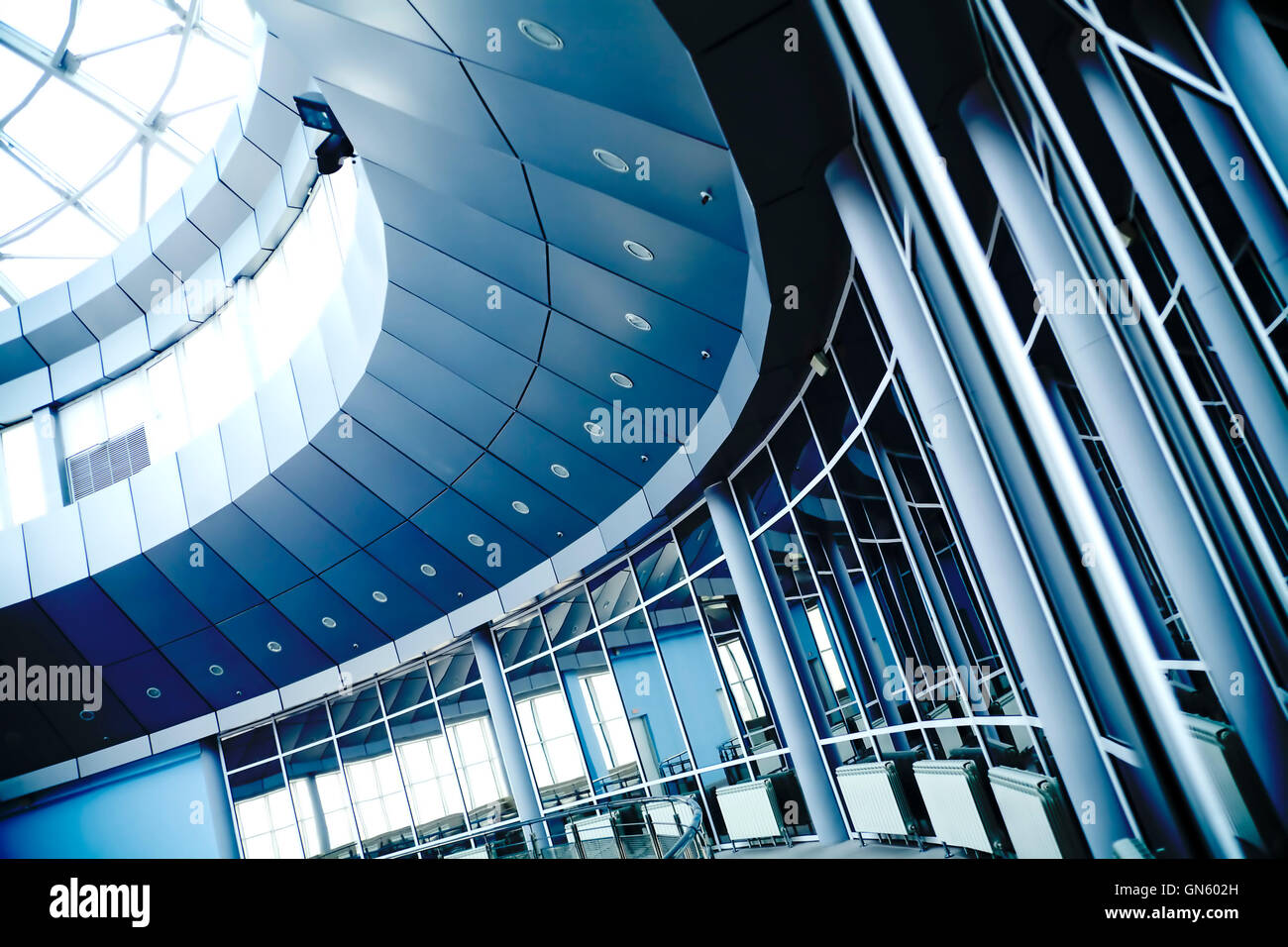 Metal details of an interior of modern office building Stock Photo - Alamy