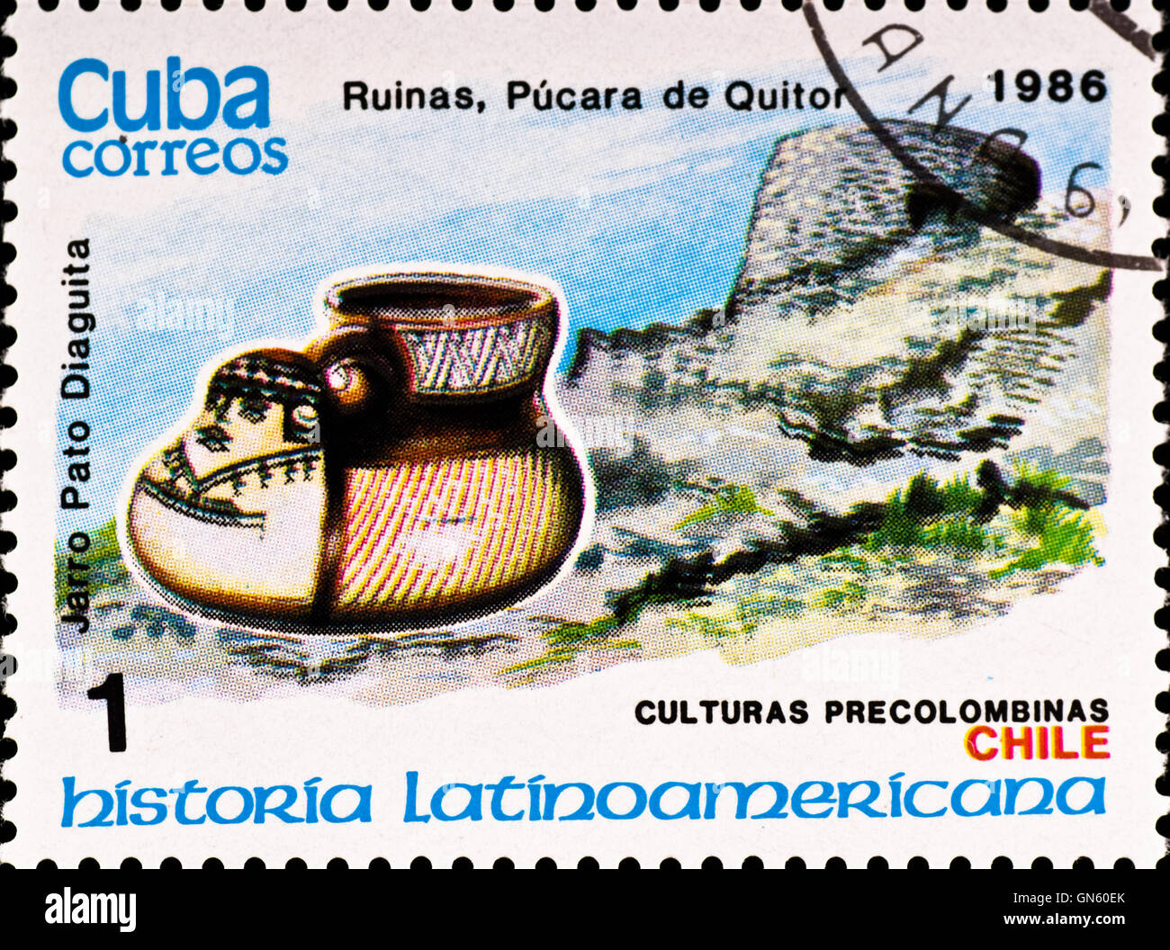 postage stamp shows example Chile culture Stock Photo - Alamy