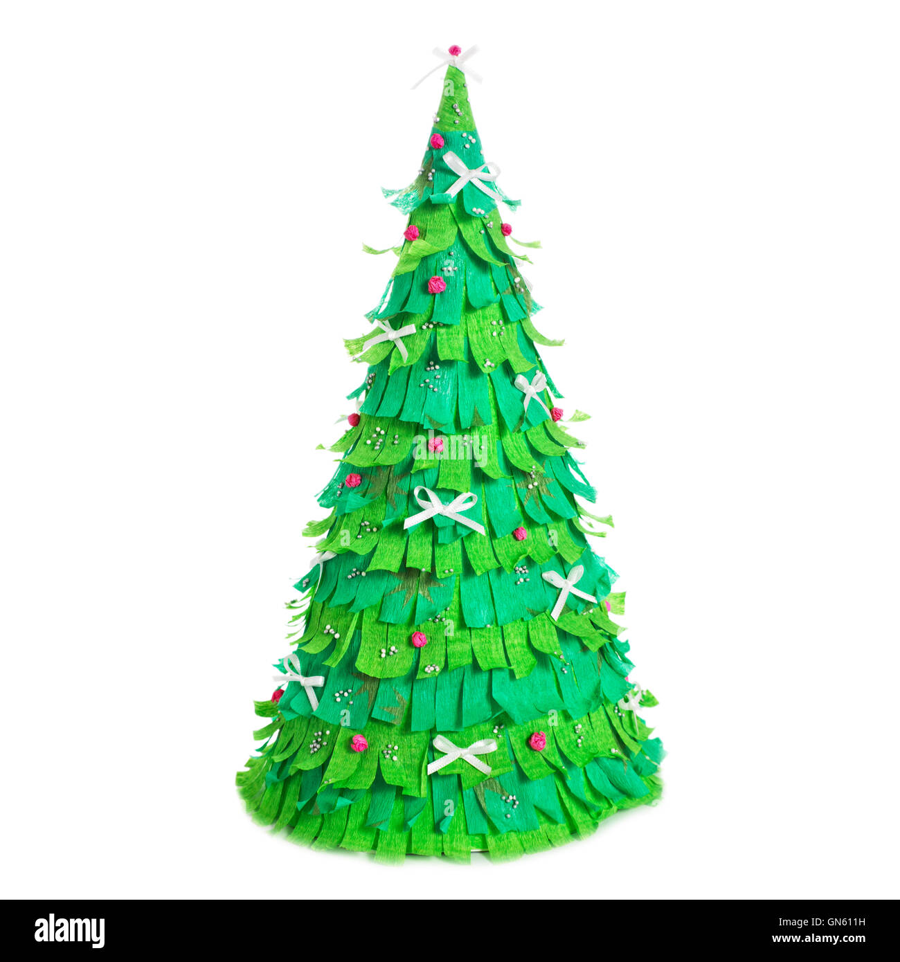 handmade paper christmas tree isolated on white background Stock Photo ...