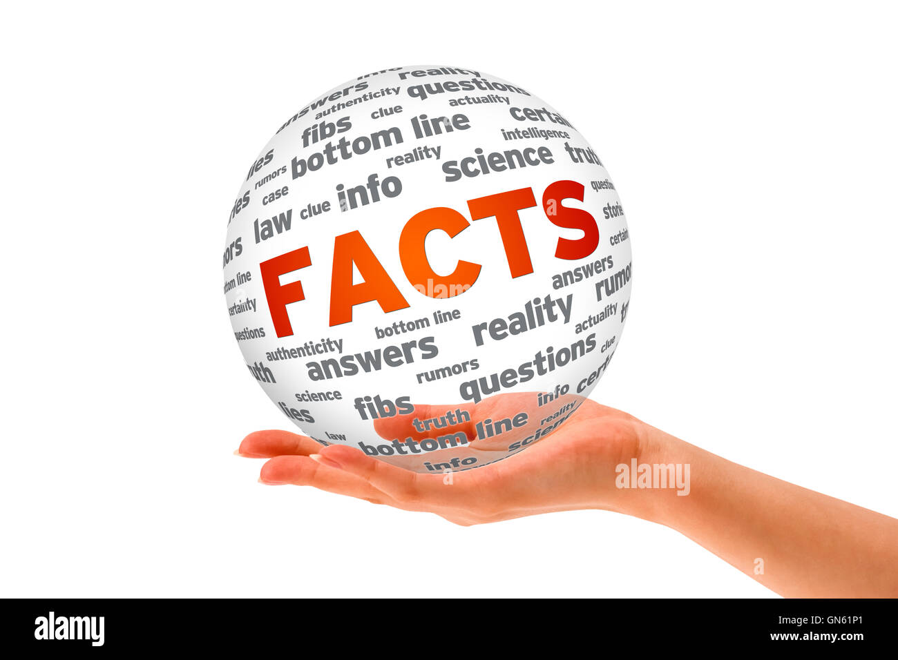 Hand holding a Facts 3D Sphere Stock Photo - Alamy