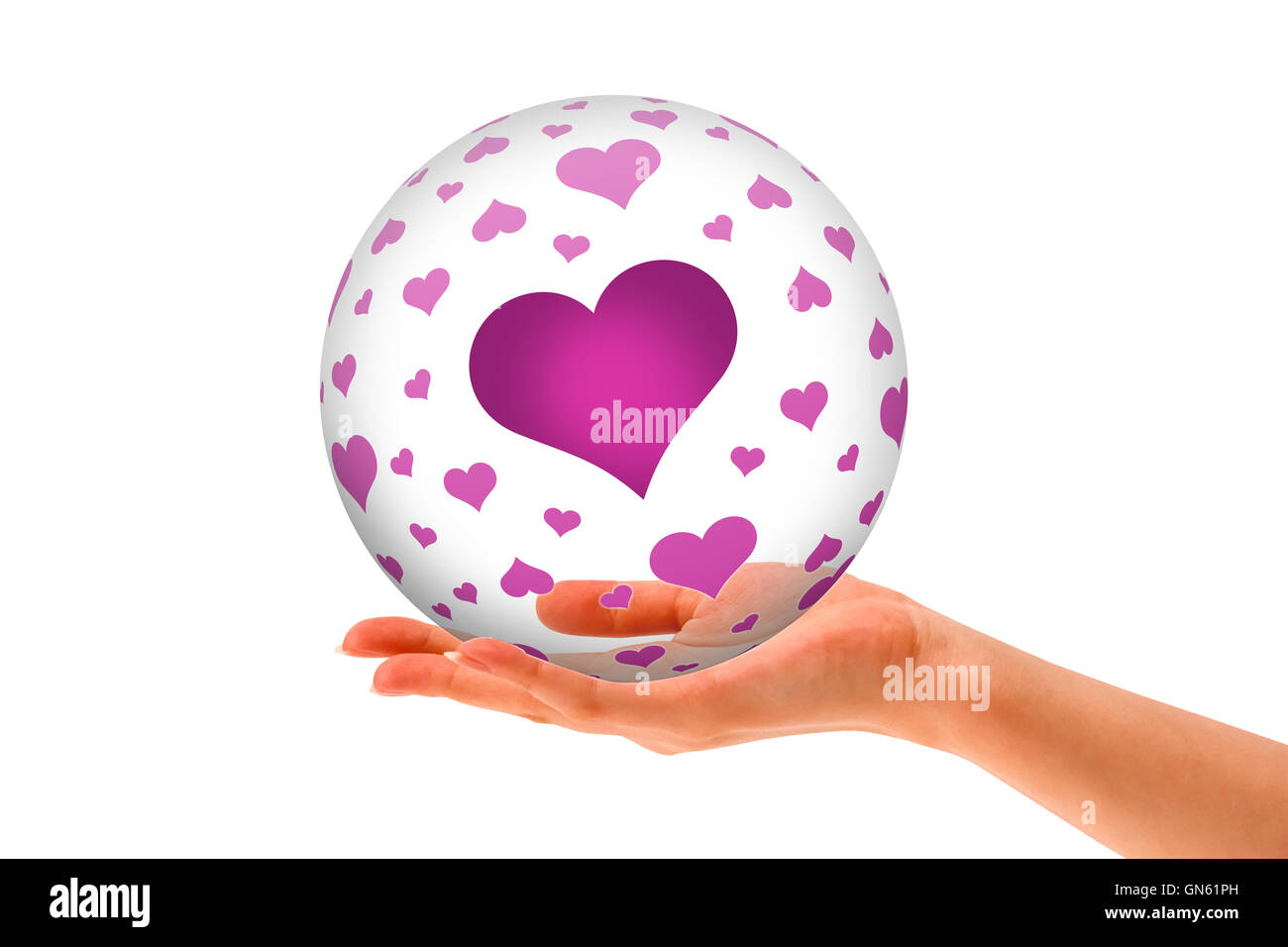 Hand holding a Love 3D Sphere Stock Photo - Alamy