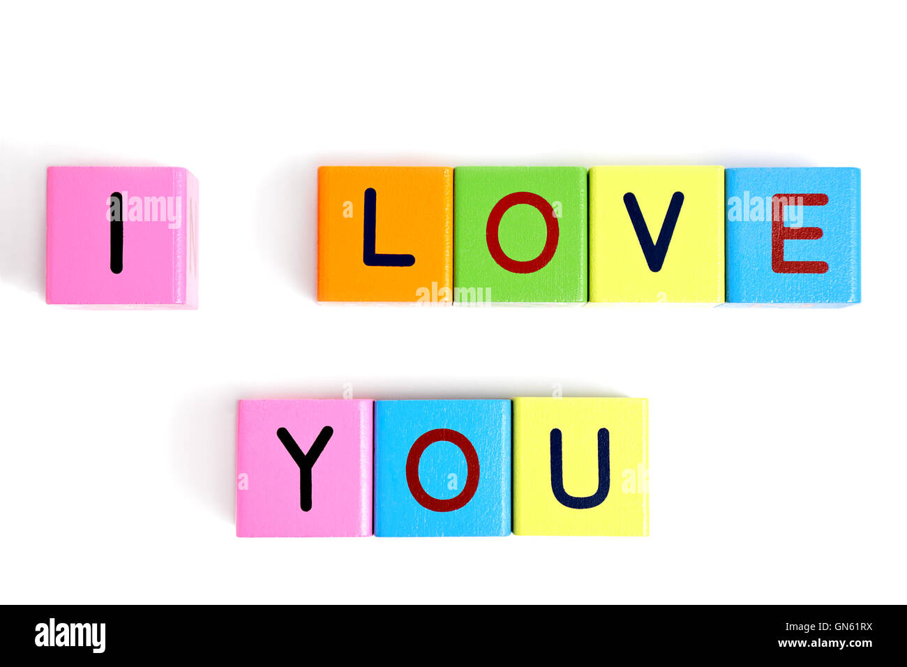 phrase "I love you" formed from wooden letter blocks Stock Photo - Alamy