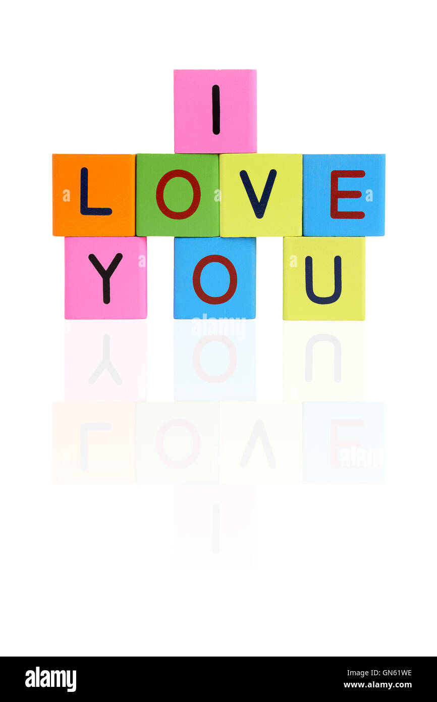 phrase "I love you" formed from wooden letter blocks Stock Photo - Alamy