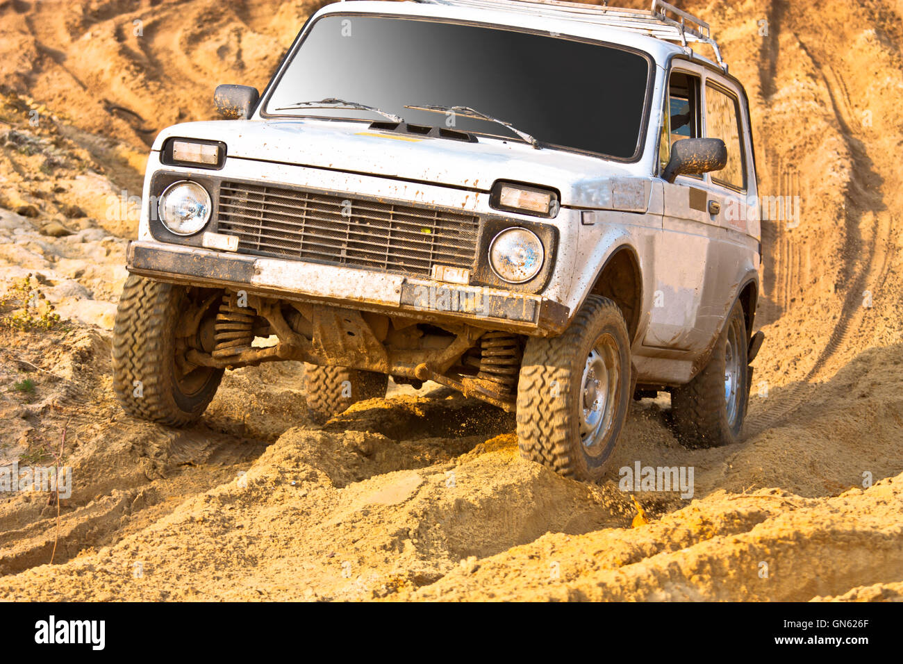 Off road race car jumping hi-res stock photography and images - Alamy