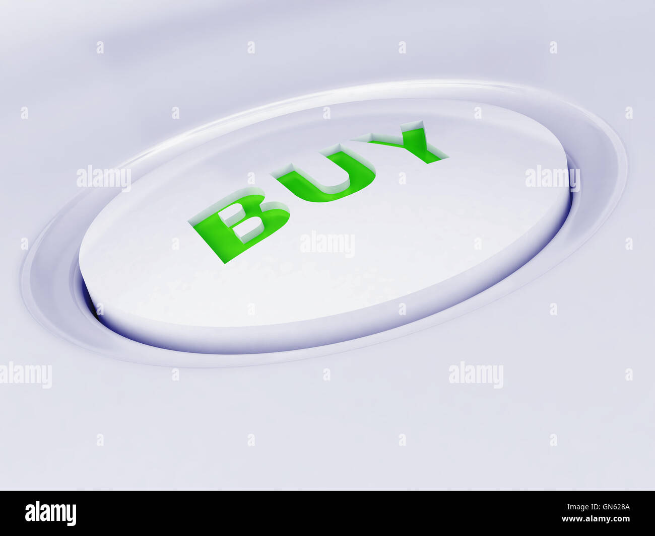 white plastic button with a green caution sign Stock Photo - Alamy