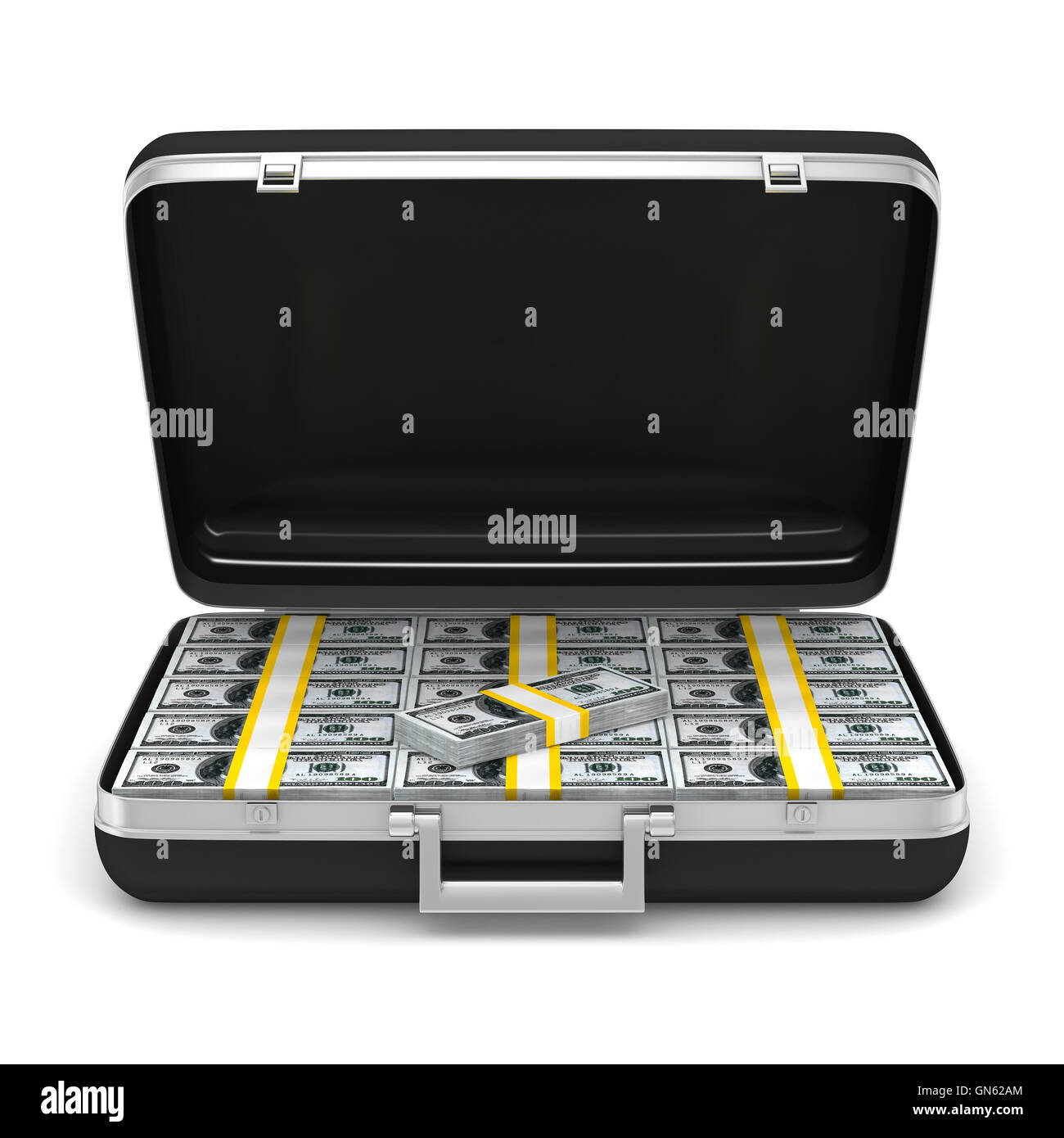 Case with money on white background. isolated 3D image Stock Photo - Alamy