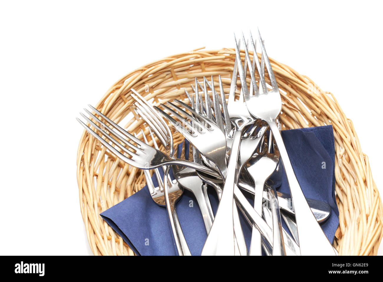 forks in woven basket Stock Photo - Alamy