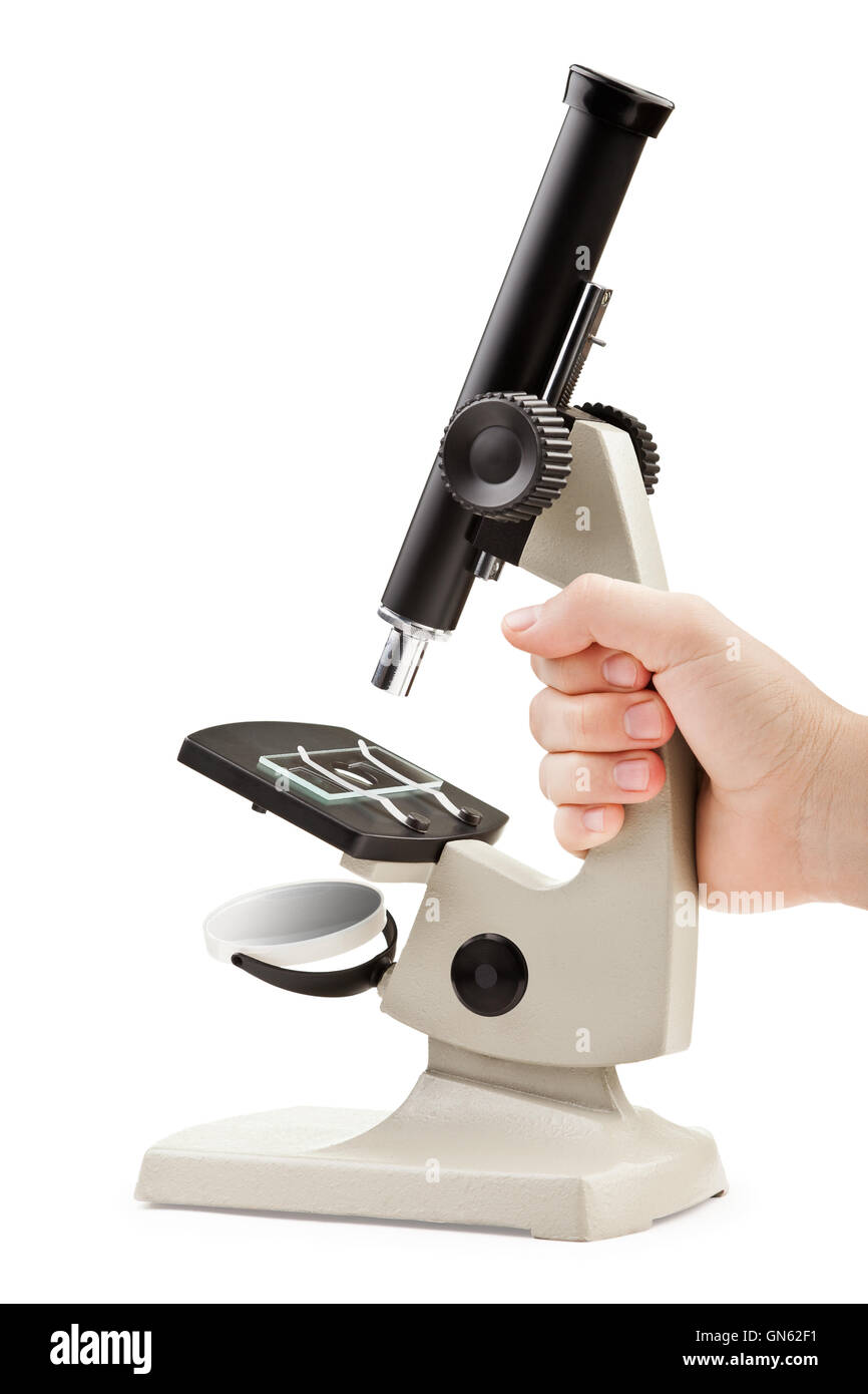 Hand holding microscope Stock Photo - Alamy