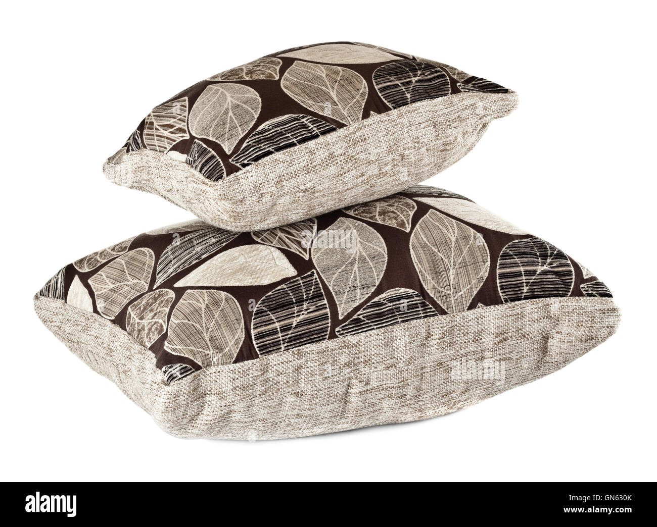 Bed white pillows gray Cut Out Stock Images & Pictures - Alamy