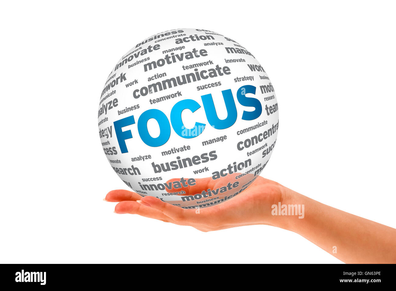 Hand holding a Focus 3D Sphere Stock Photo - Alamy