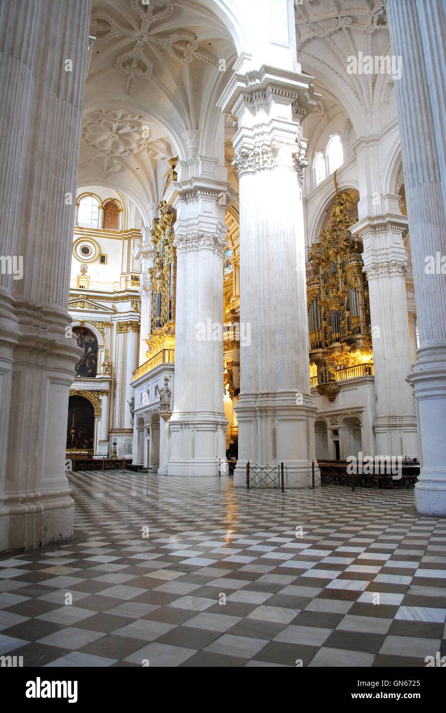 View of the elaborate architecture inside the Santa Maria de la ...