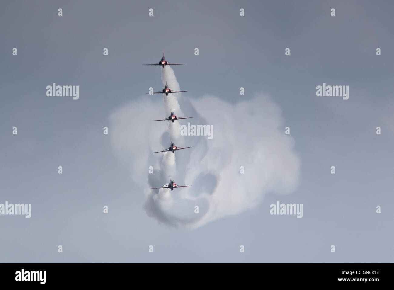 Red Arrows display maneuvers 2016 Stock Photo - Alamy