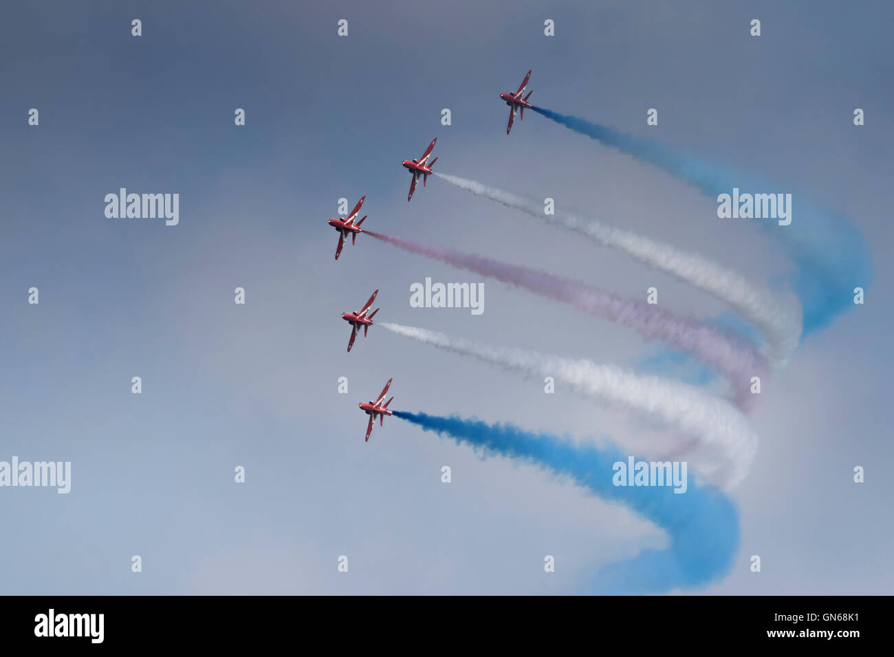 Red Arrows display maneuvers 2016 Stock Photo - Alamy