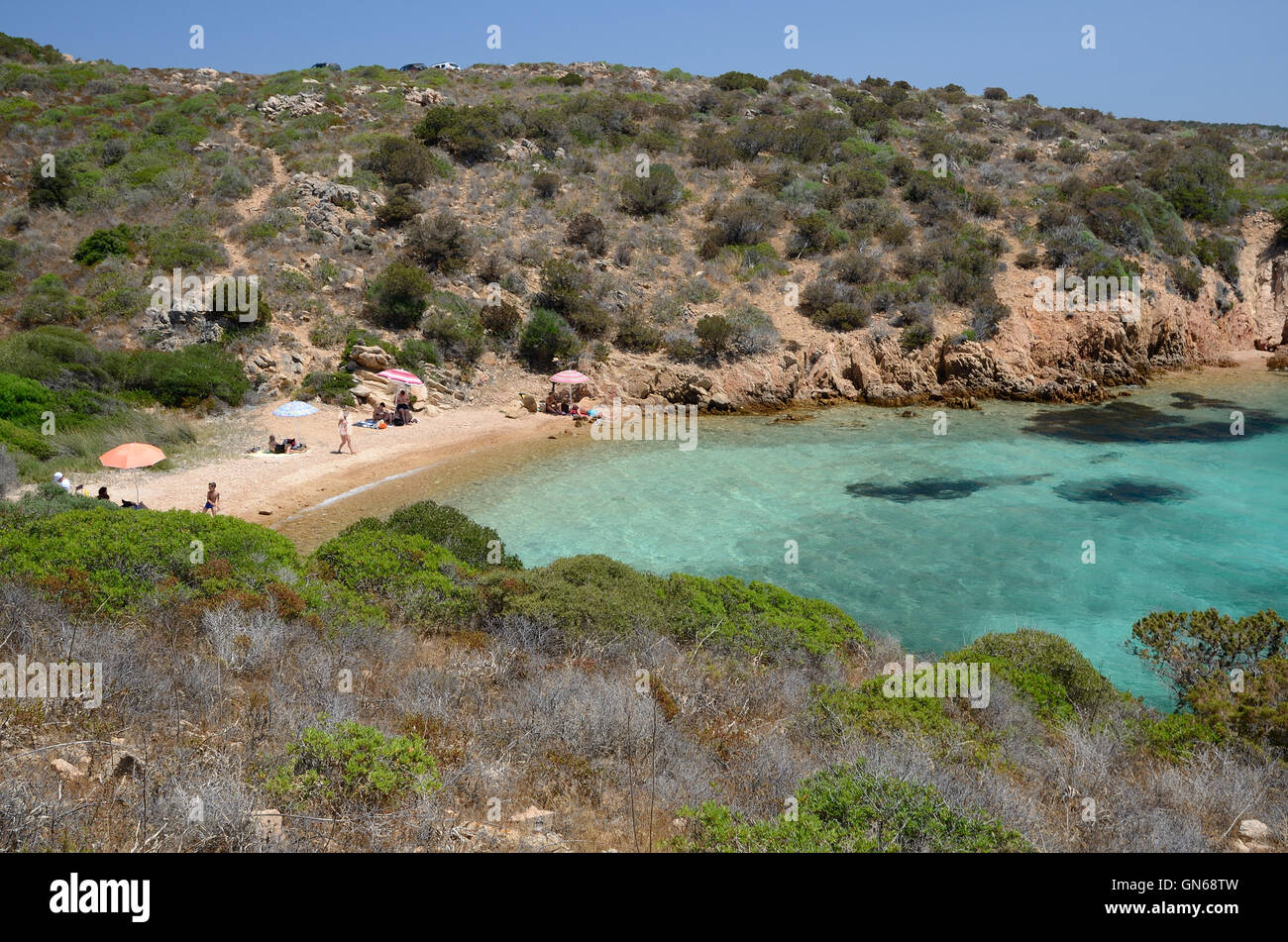 Sardinia, Italy. A small beach in Caprera, island of the archipelago of ...