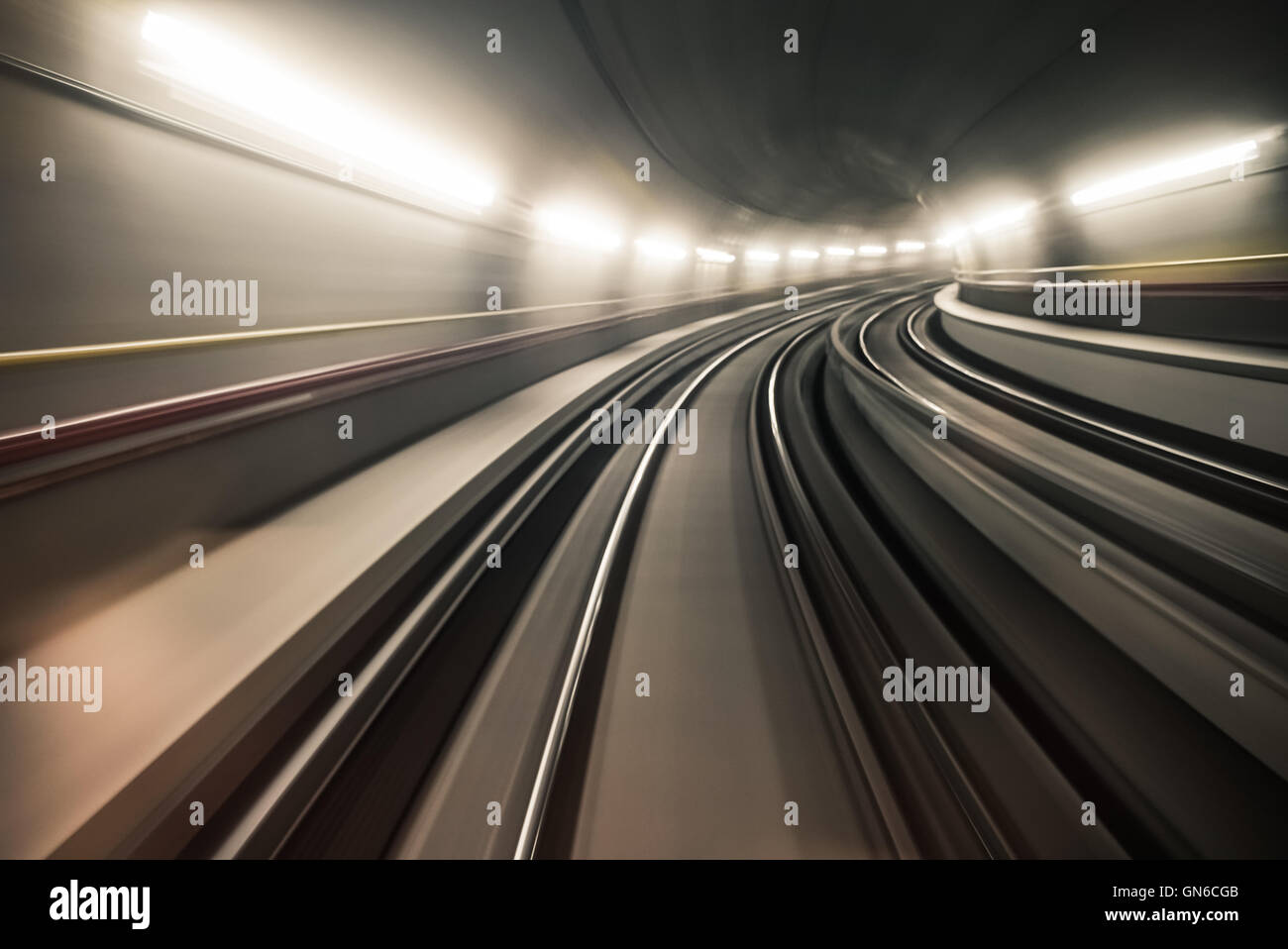 Fast underground train riding in a tunnel of the modern city Stock ...