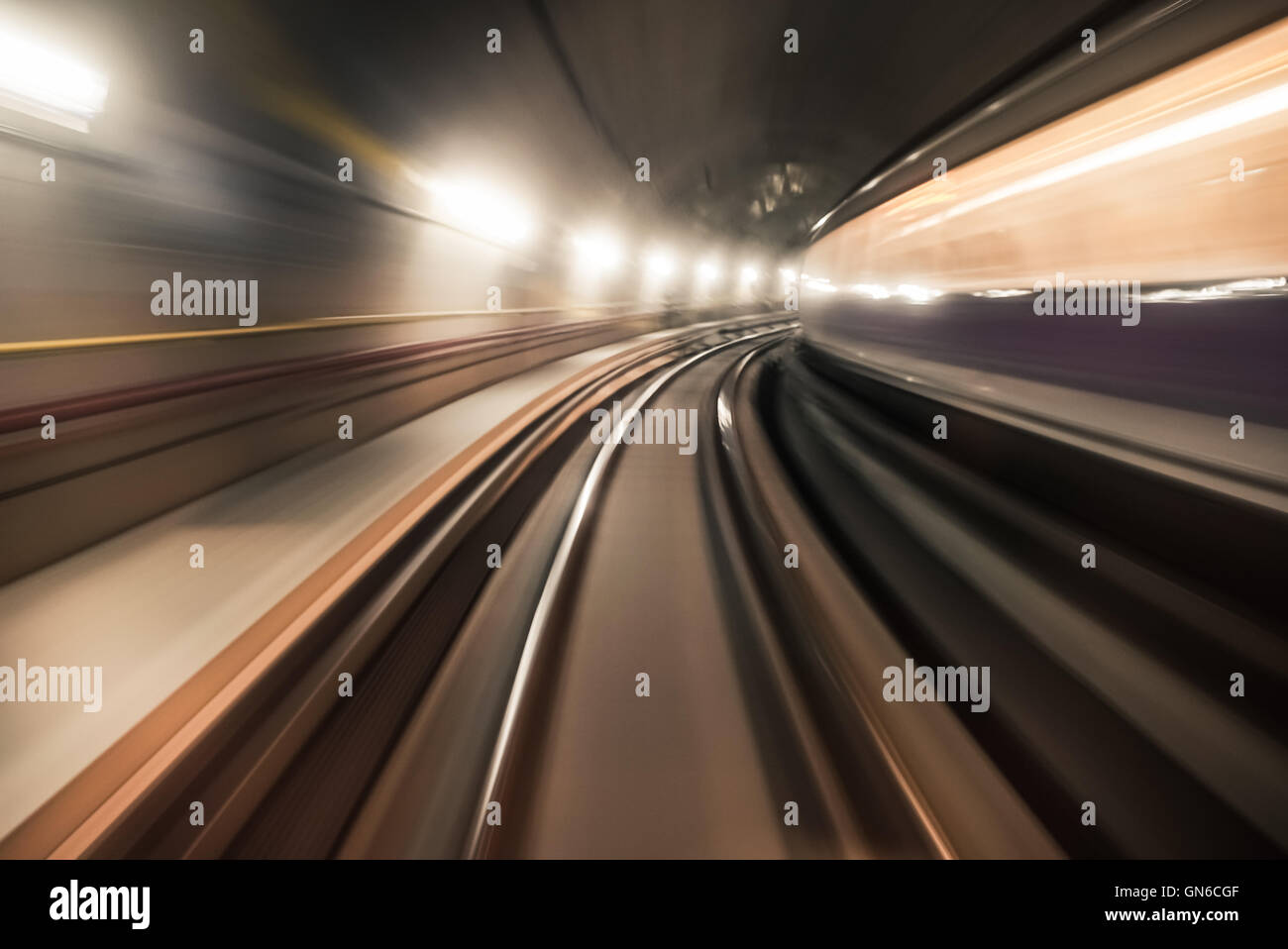 Fast underground train riding in a tunnel of the modern city Stock ...