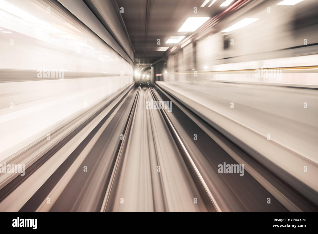 Fast underground train riding in a tunnel of the modern city Stock ...