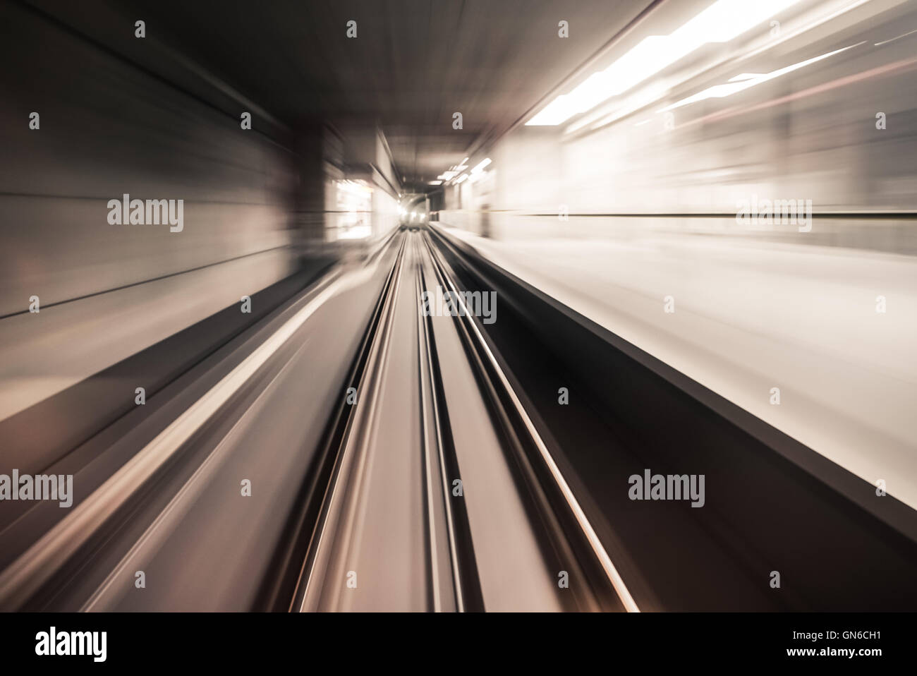 Fast underground train riding in a tunnel of the modern city Stock ...