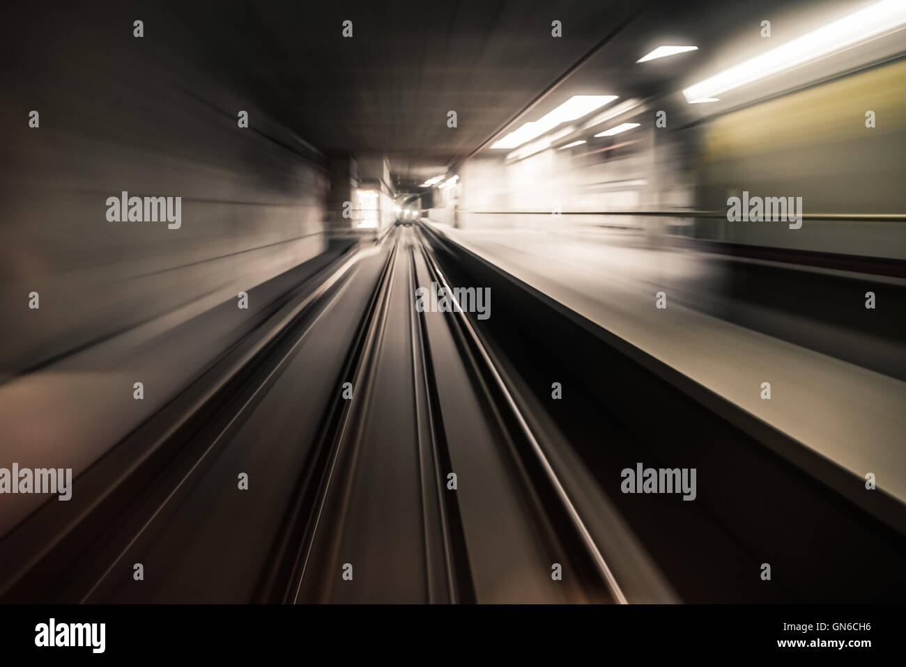 Fast underground train riding in a tunnel of the modern city Stock ...