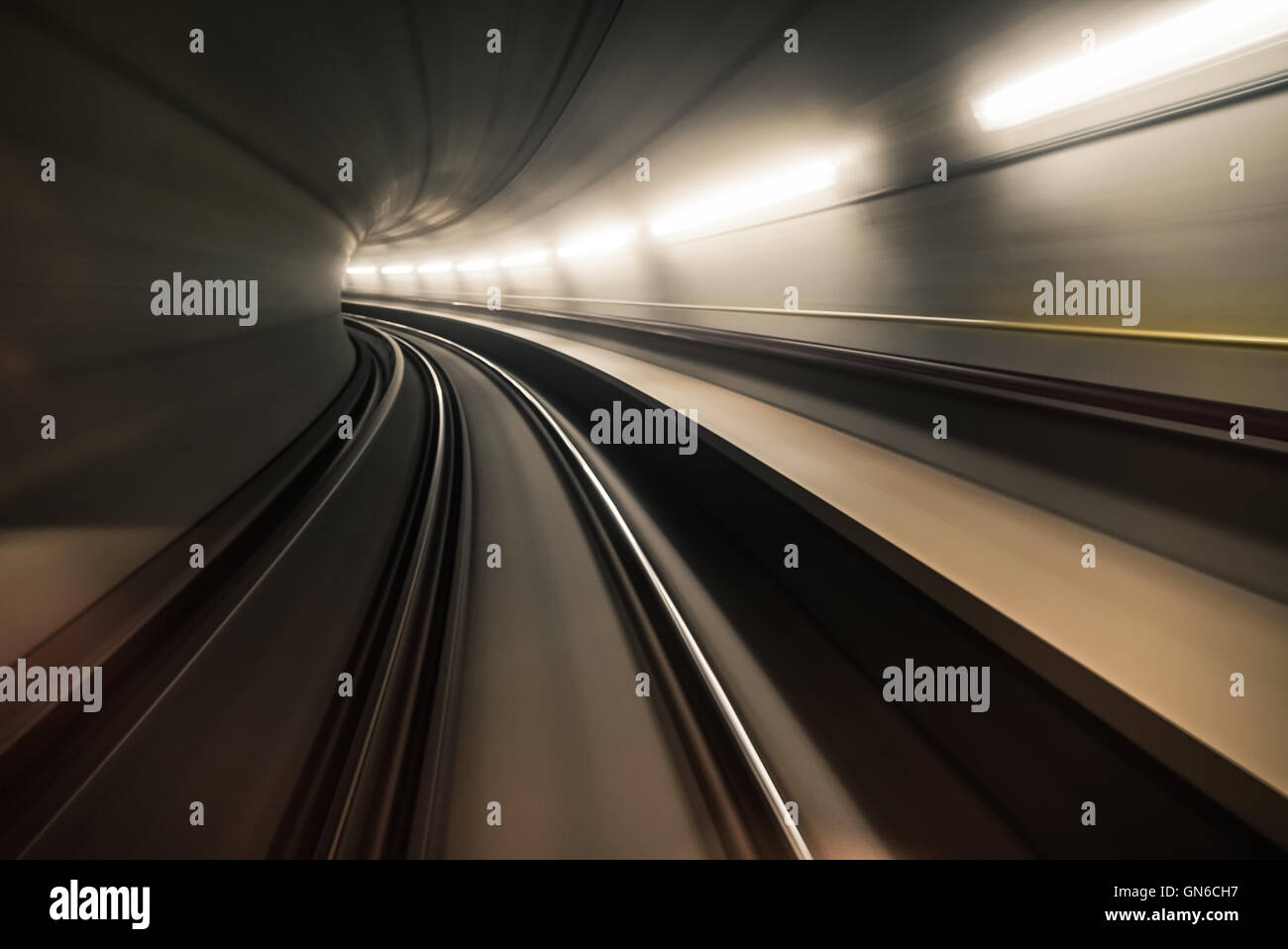 Fast underground train riding in a tunnel of the modern city Stock ...