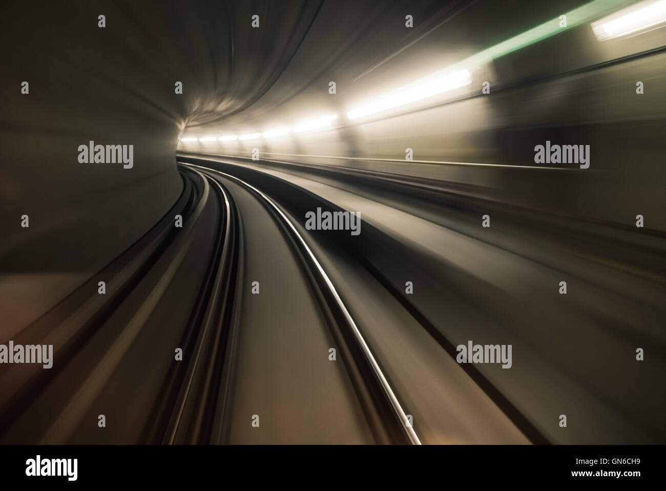 Fast underground train riding in a tunnel of the modern city Stock ...