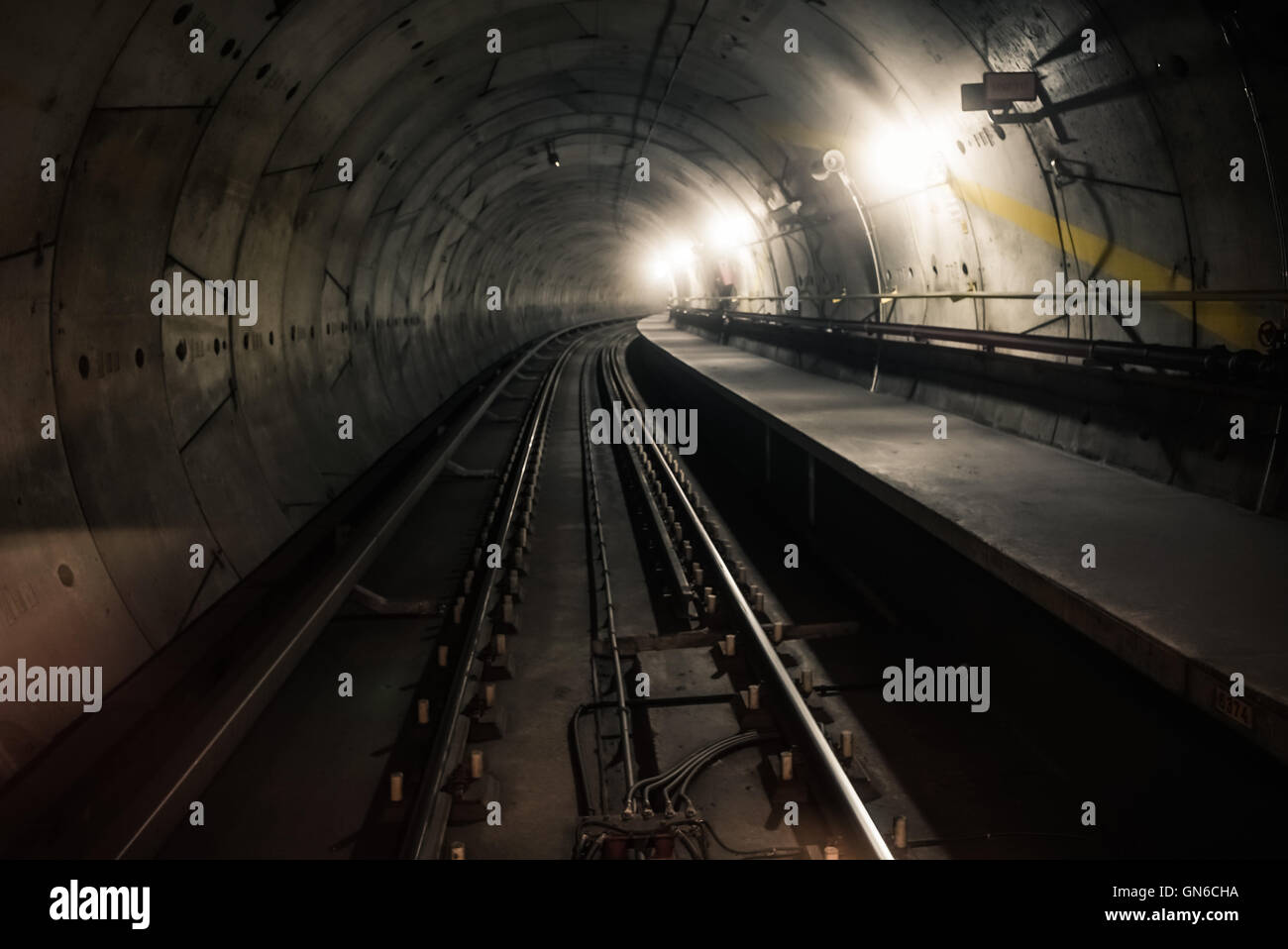 Fast underground train riding in a tunnel of the modern city Stock ...