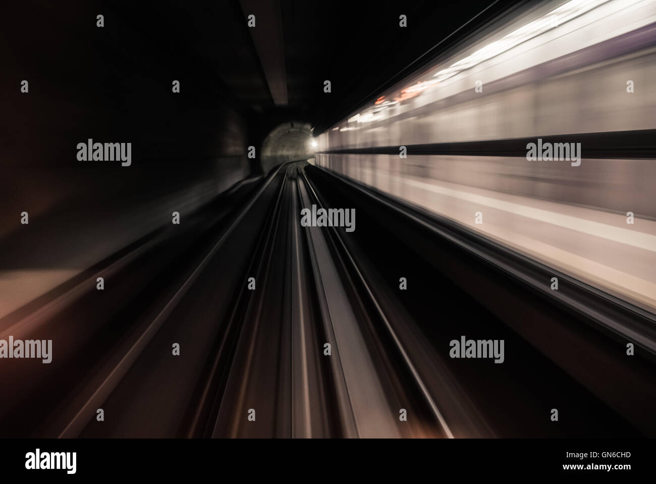 Fast underground train riding in a tunnel of the modern city Stock ...