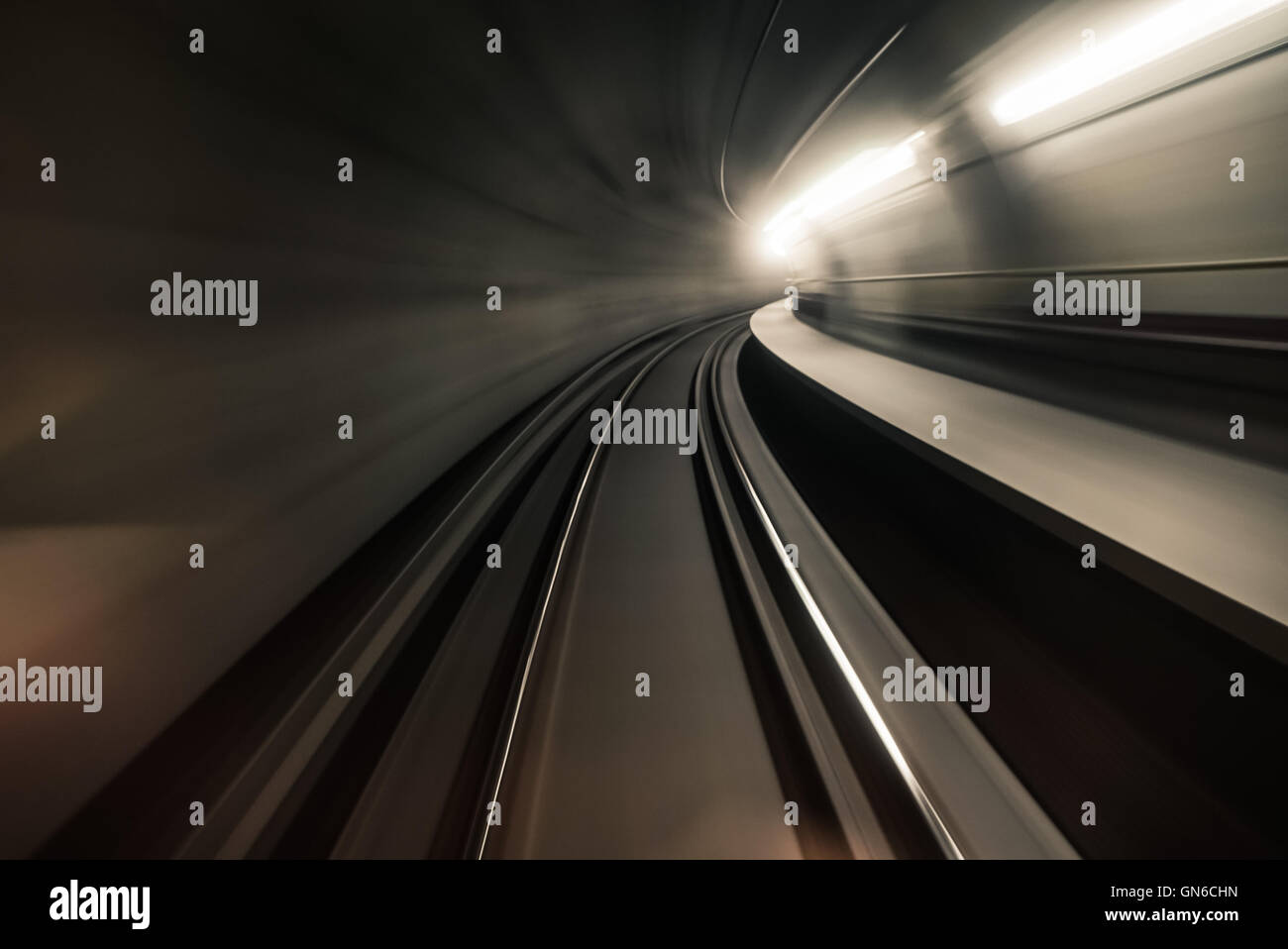 Fast underground train riding in a tunnel of the modern city Stock ...
