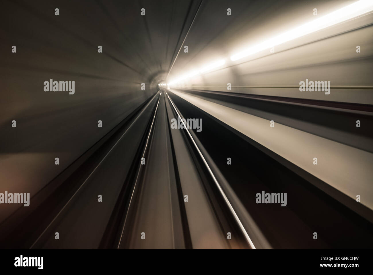 Fast underground train riding in a tunnel of the modern city Stock ...