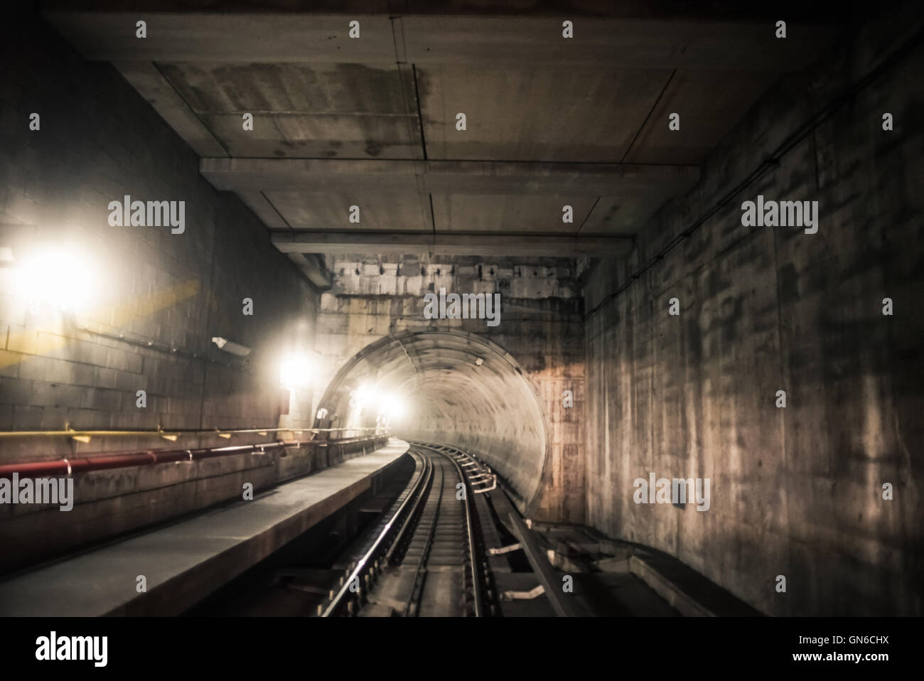 Fast underground train riding in a tunnel of the modern city Stock ...