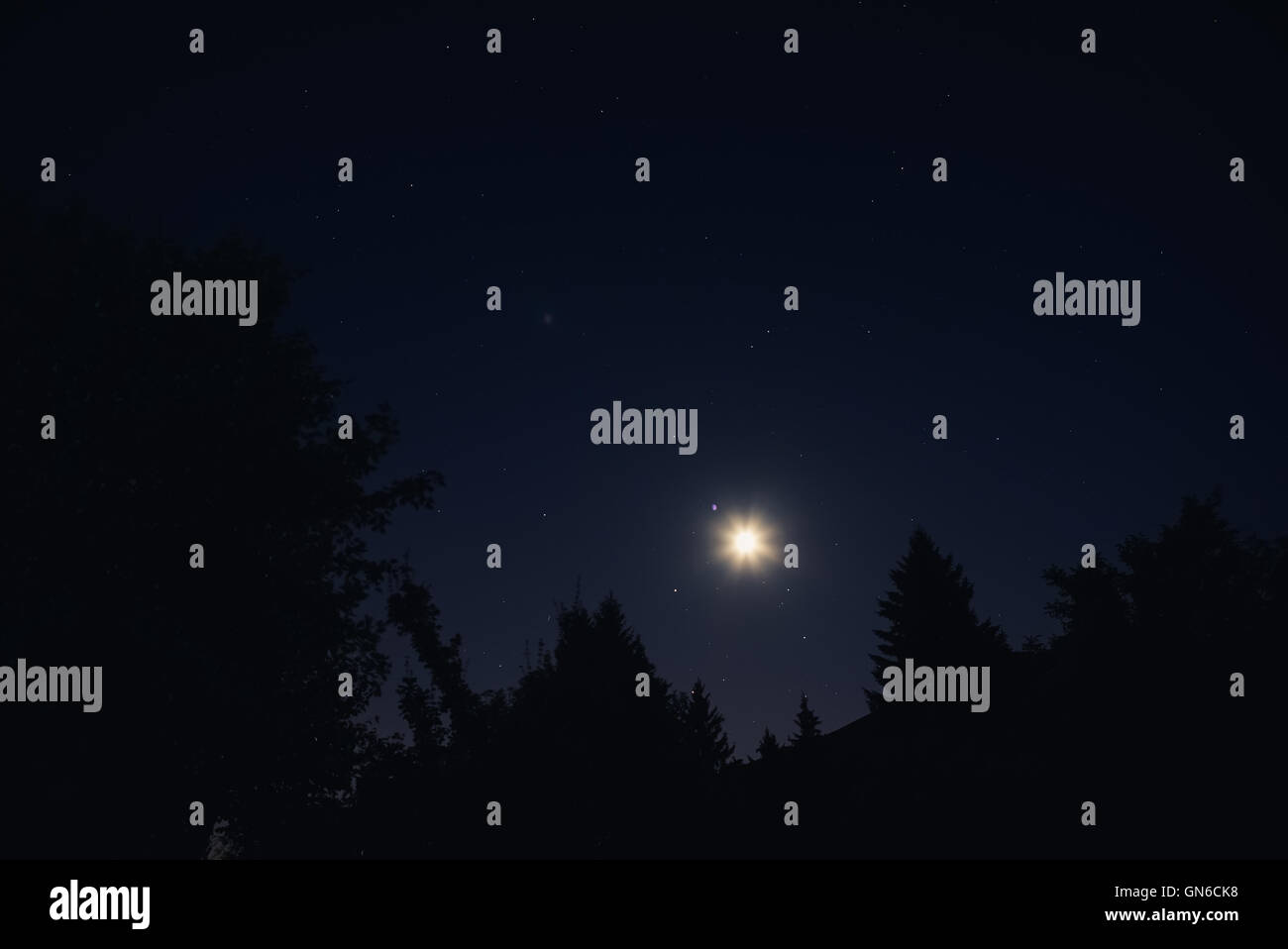 Starry sky with moon at night hi-res stock photography and images - Alamy