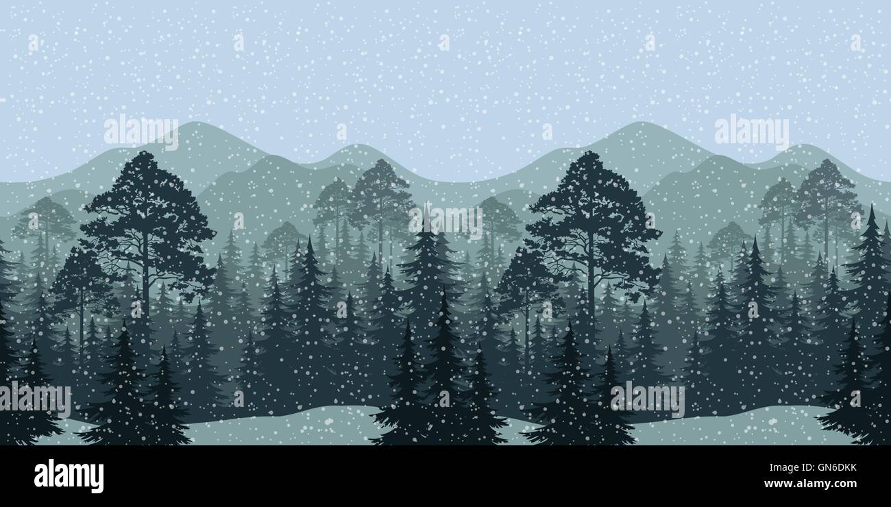 Seamless Winter Woodland Landscape Stock Vector Image & Art - Alamy