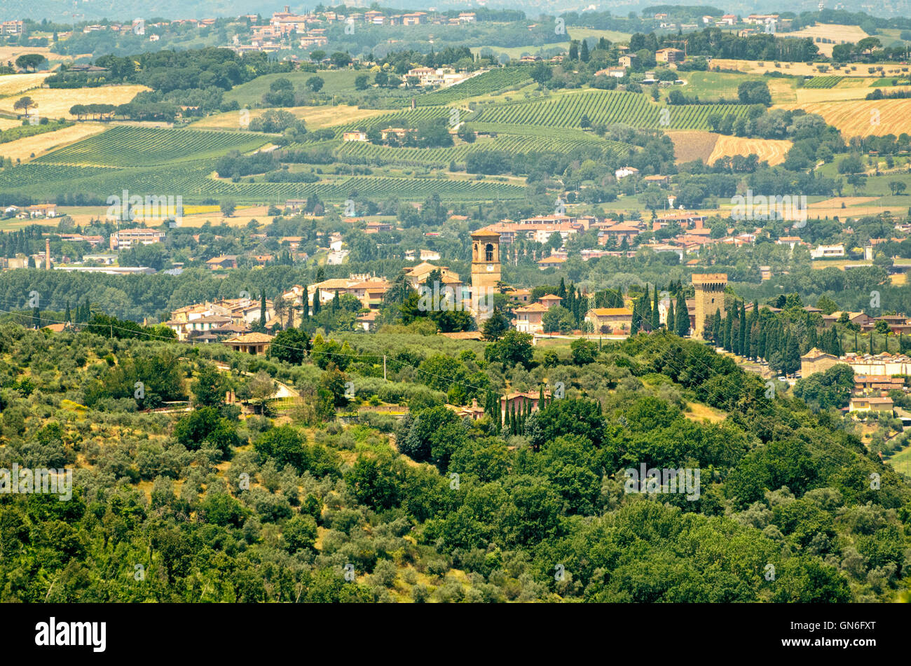 Torgiano (Umbria) view from Bettona Stock Photo - Alamy