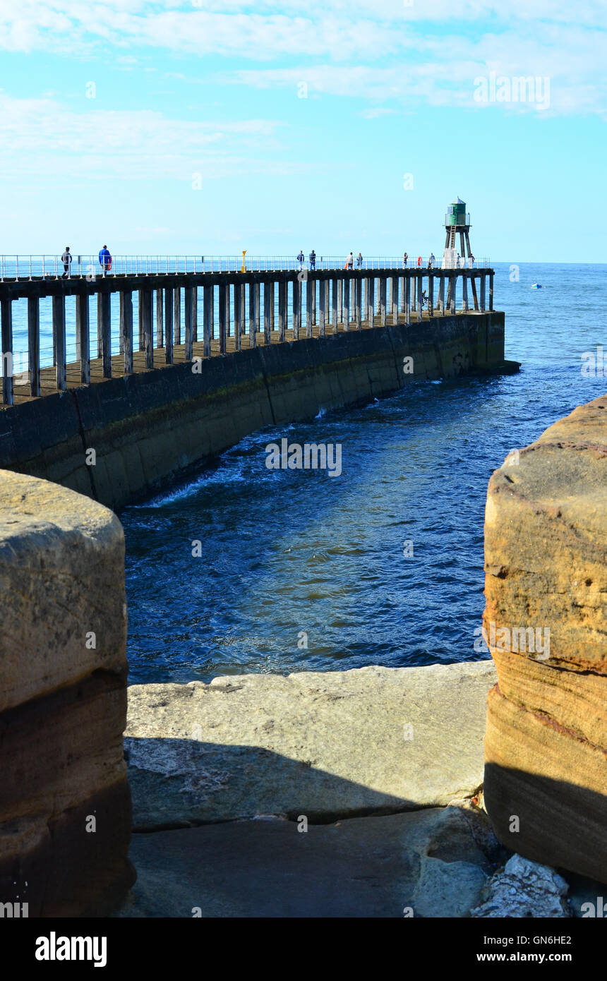 Starboard Navigation Beacon on The West Pier at Whitby North Yorkshire ...