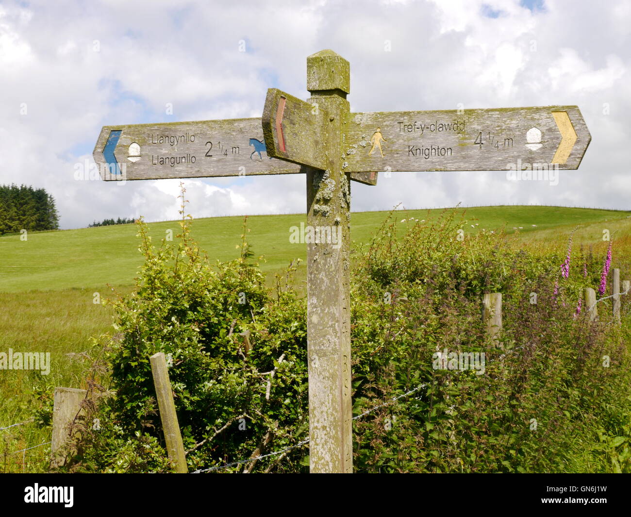 Signpost in Wales Stock Photo - Alamy